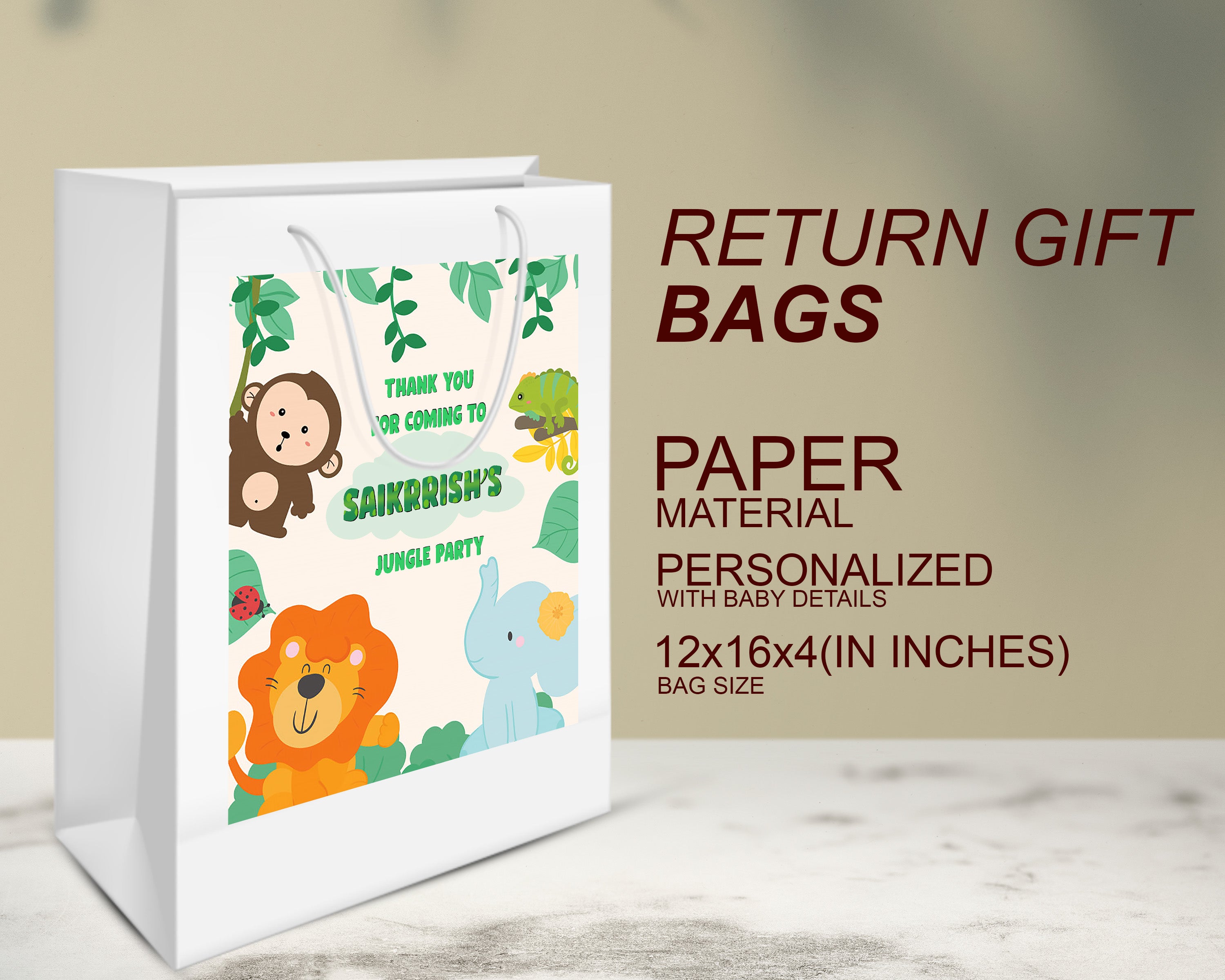 Jungle Theme Oversized Return Gift Bag | Birthday Party Supplies ...