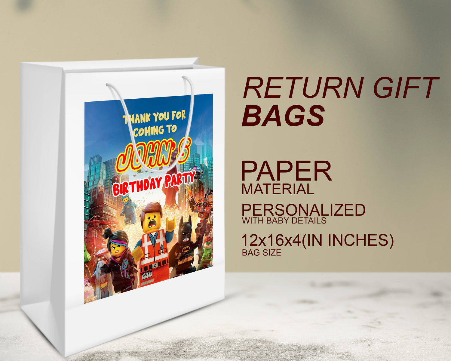 LEGO Theme Oversized Return Gift Bag | Party Supplies India Online