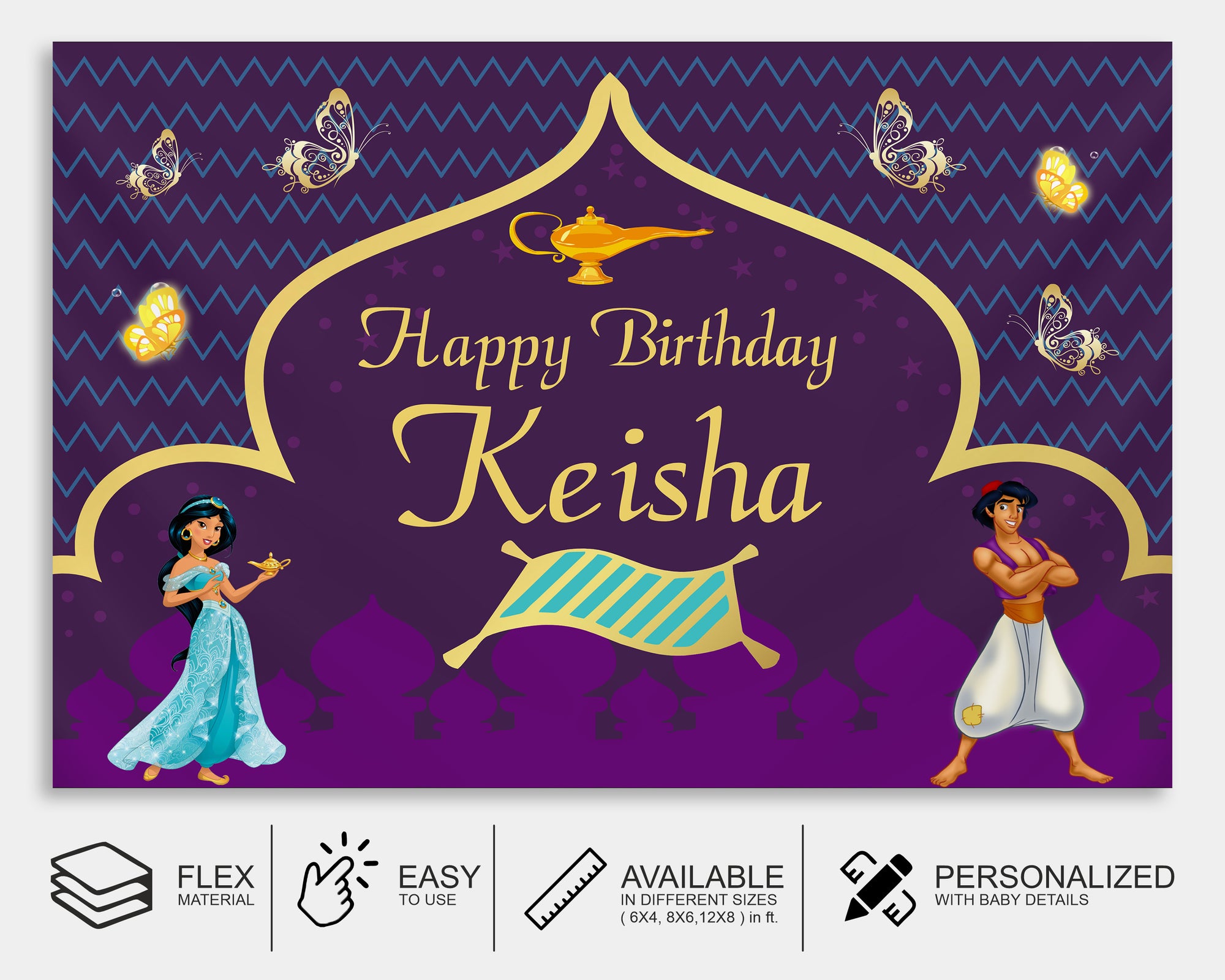 Aladdin Theme Customized Backdrop | Birthday Party Supplies Online ...