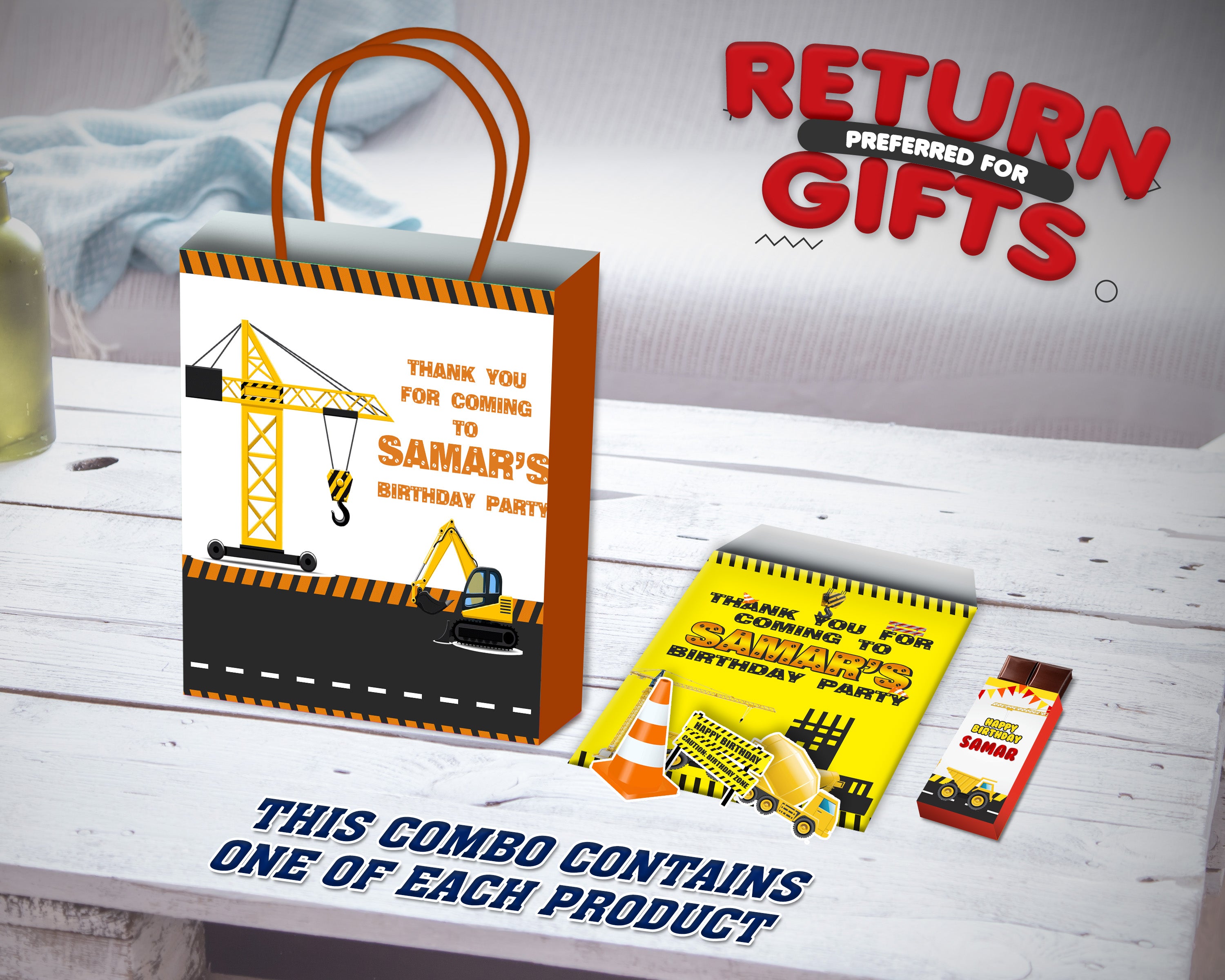 Construction Theme Return Gift Combo | Theme Based Return Gift – Party ...