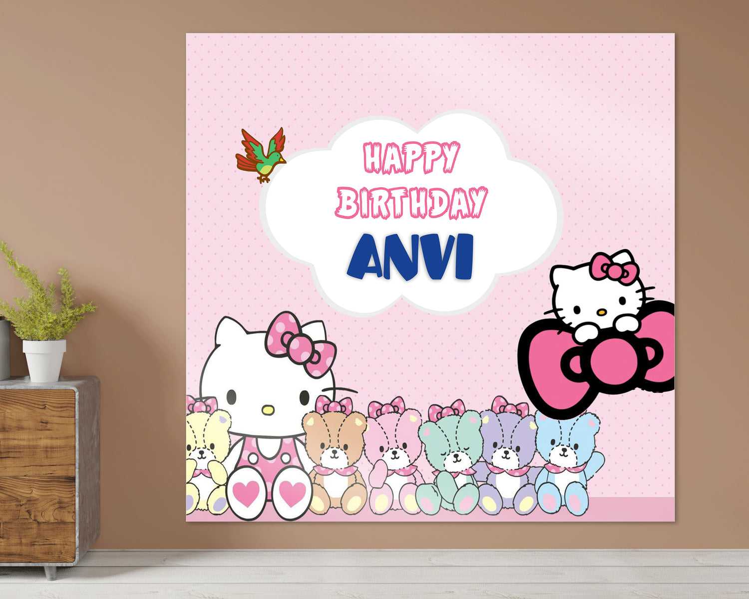 Hello Kitty Theme Personalized Square Backdrop | Kids birthday – Party ...