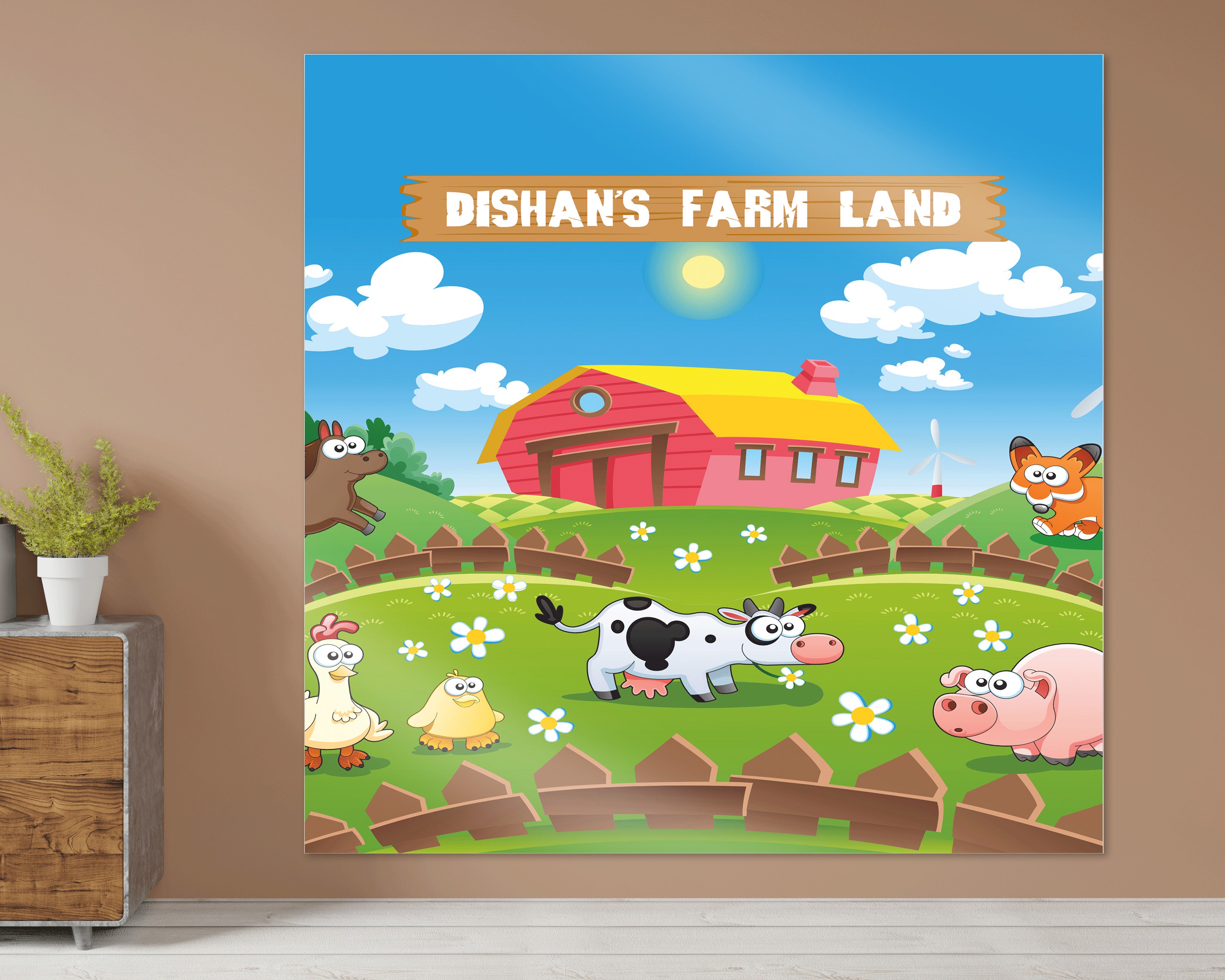 Farm Theme Personalized Square Backdrop | Party supplies online – Party ...
