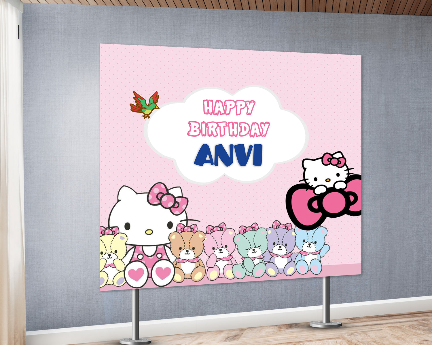 Hello Kitty Theme Personalized Square Backdrop | Kids birthday – Party ...