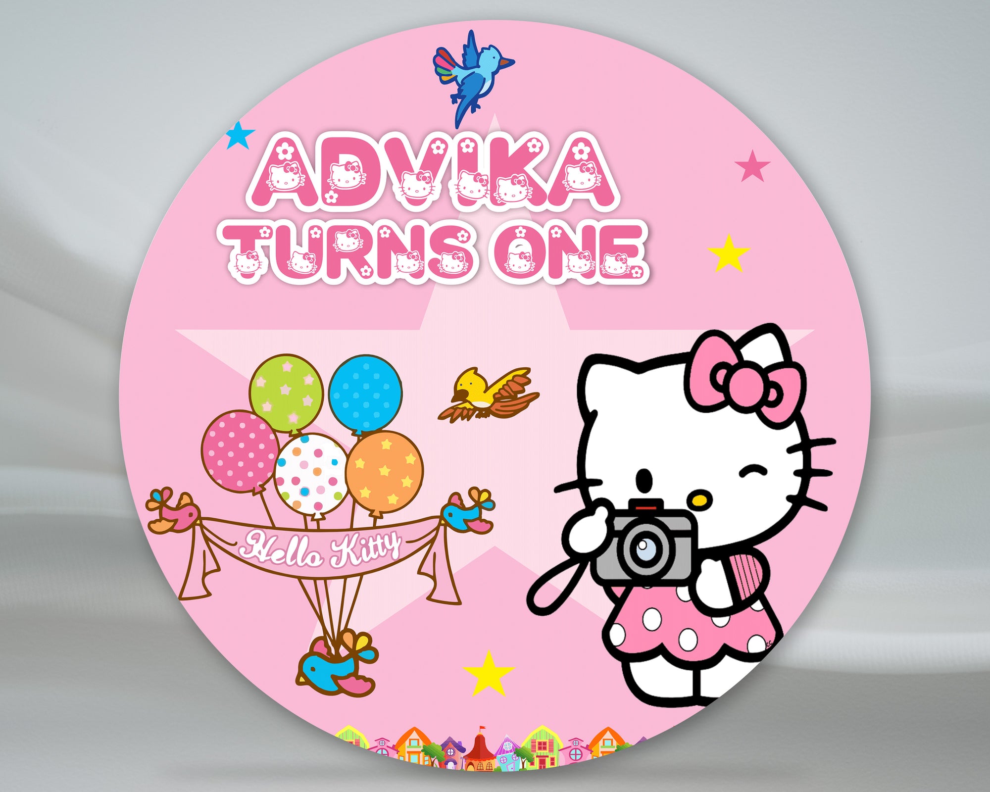 Hello Kitty Theme Round Backdrop | Birthday party decorations – Party ...
