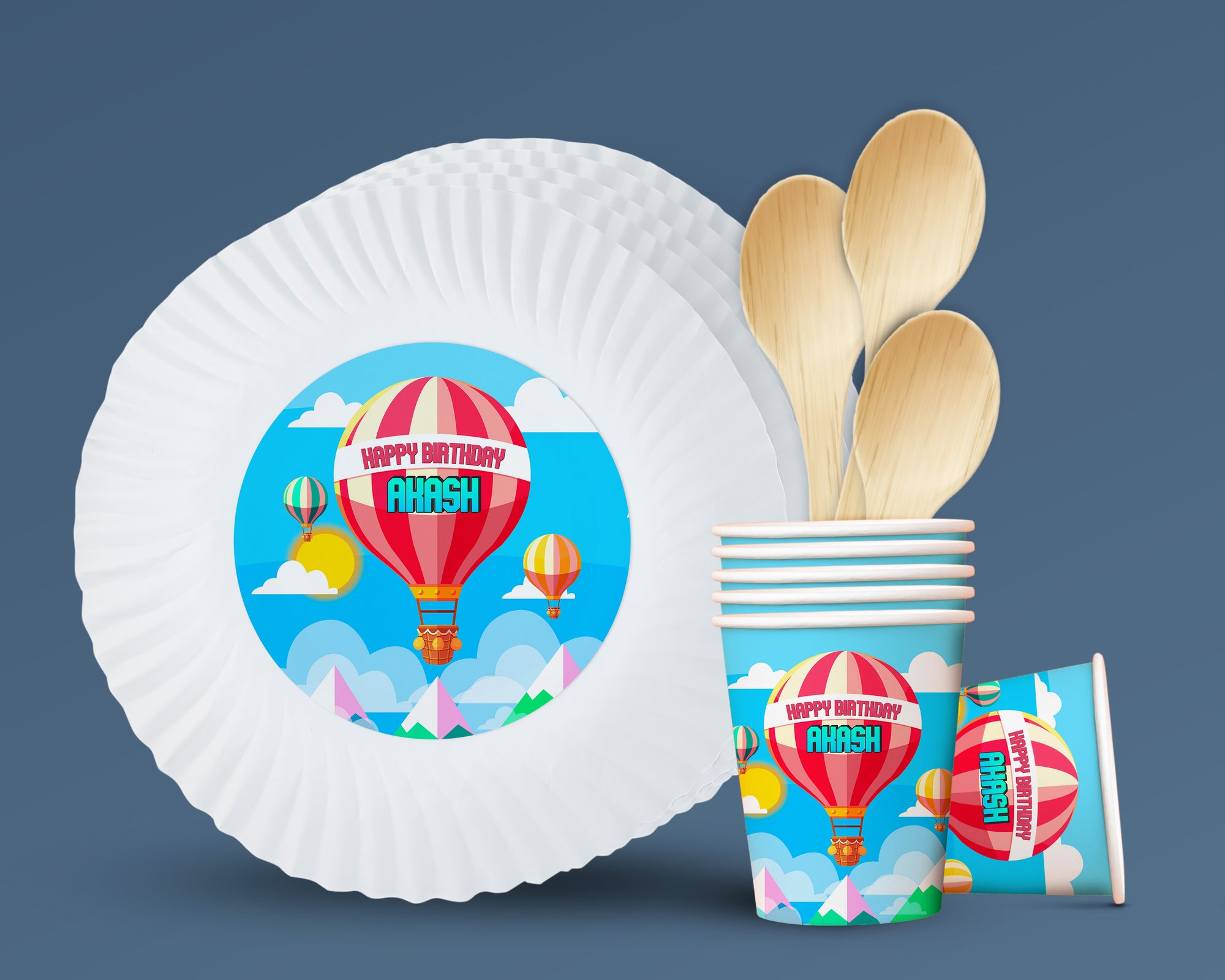Hot Air Theme Party Cups and Plates Combo | Party Supplies India