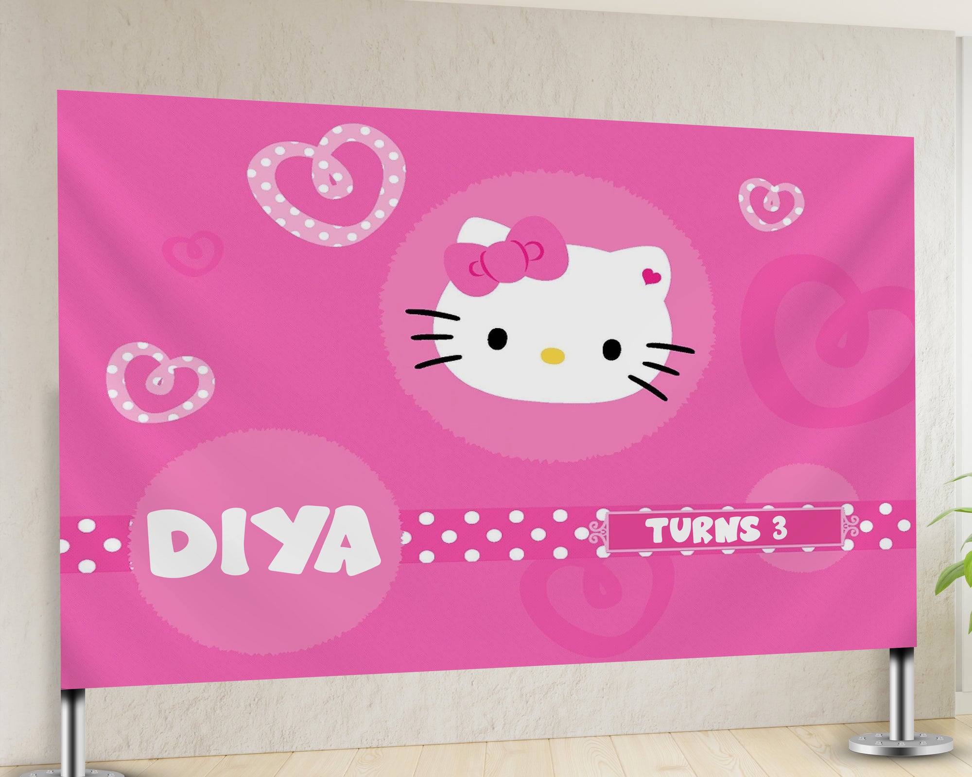 Hello Kitty Theme with Baby Name Backdrop | Personalized Party Supply ...