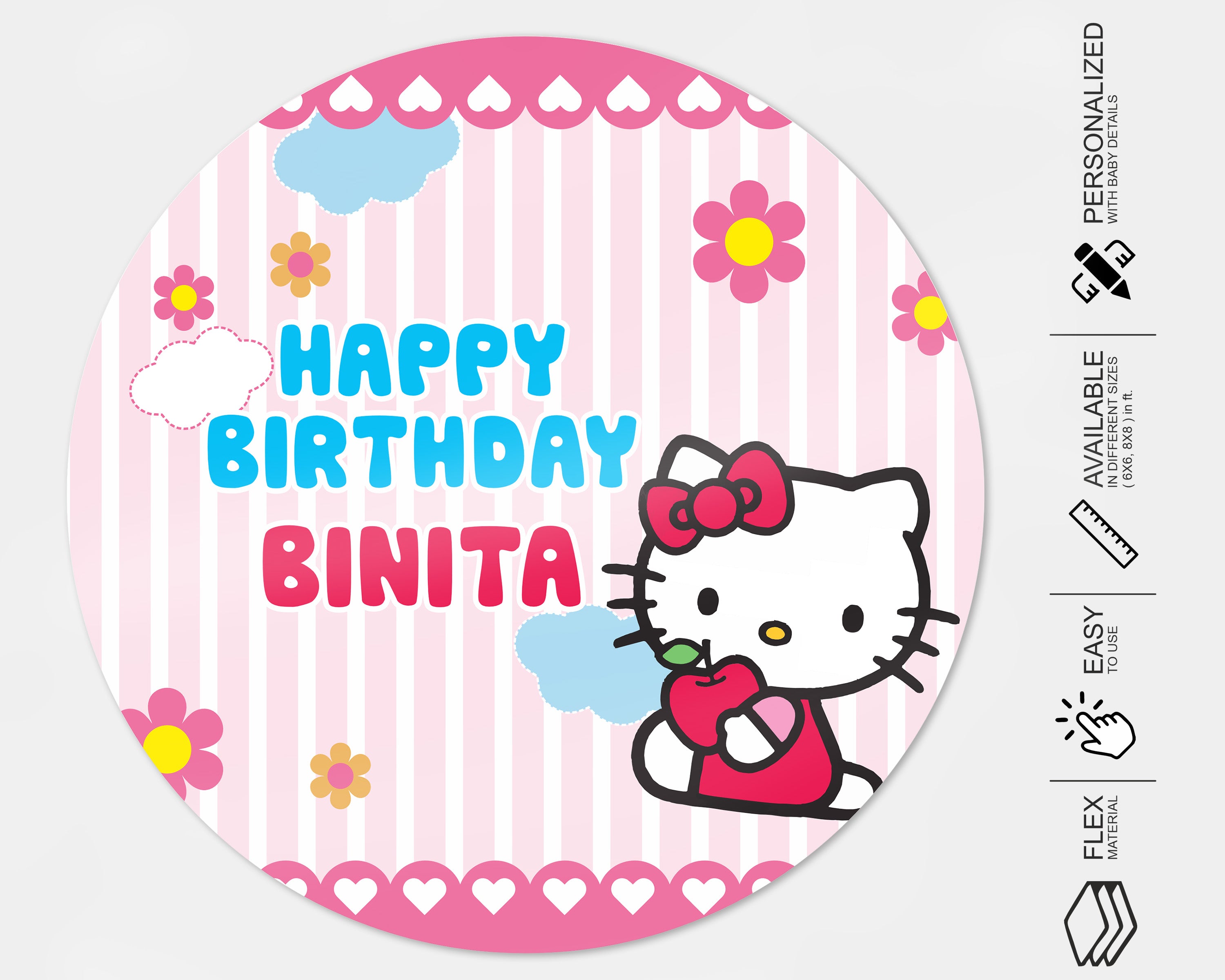 Hello Kitty Theme Customized Round Backdrop | Customized party – Party ...