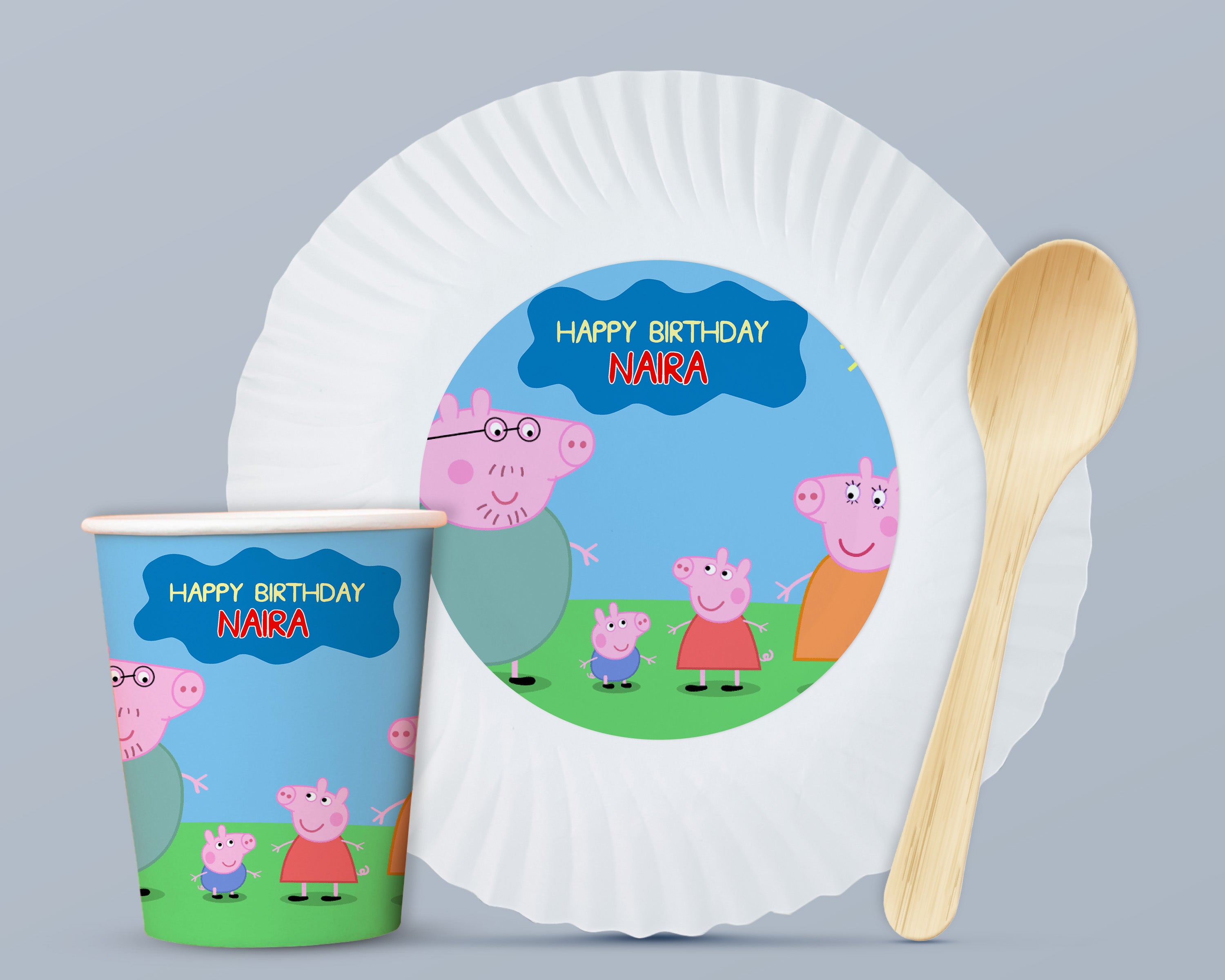 Peppa Pig Theme Party Cups and Plates Combo | Party Supplies India