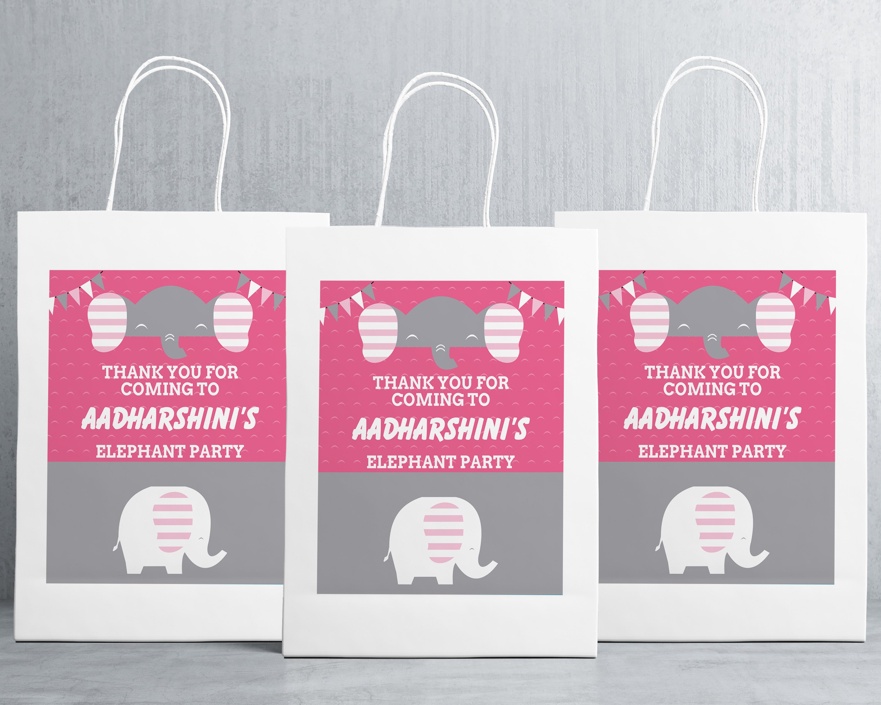 Pink Elephant Theme Oversized Return Gift Bag | Customized Birthda ...