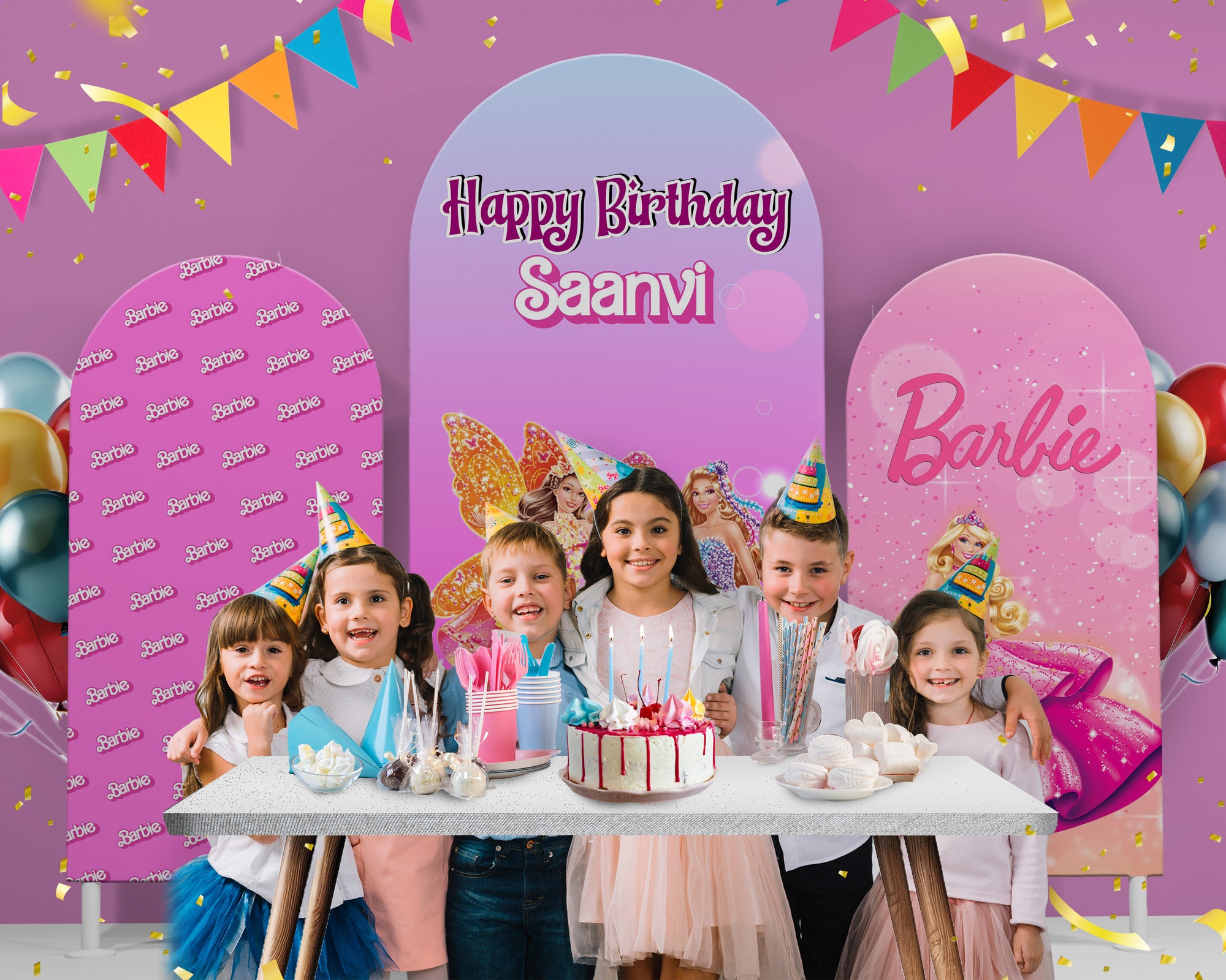 Barbie Theme Arch Backdrop | Birthday Party Supplies India Online