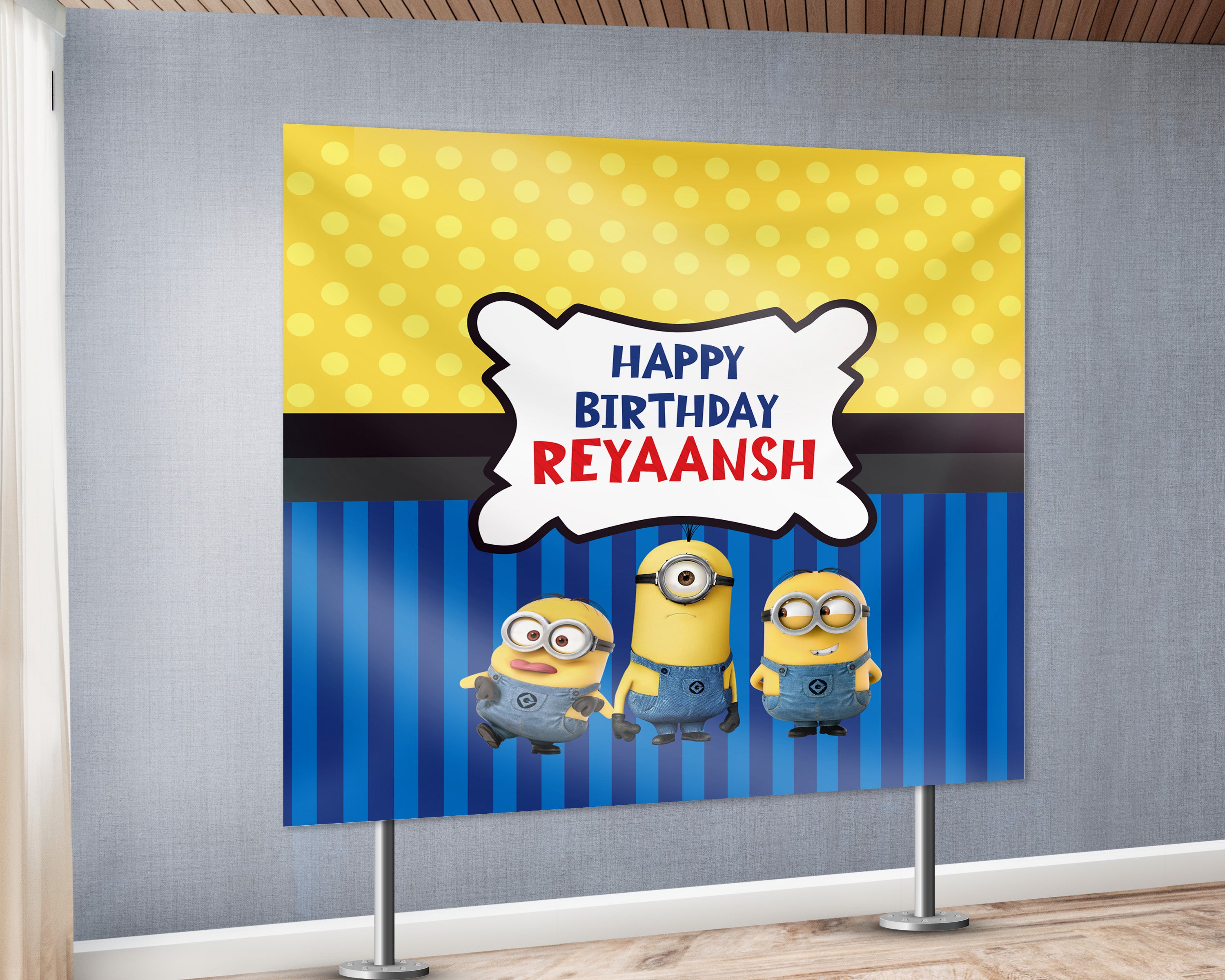 Minion Theme Personalized Square Backdrop | Party supplies online ...