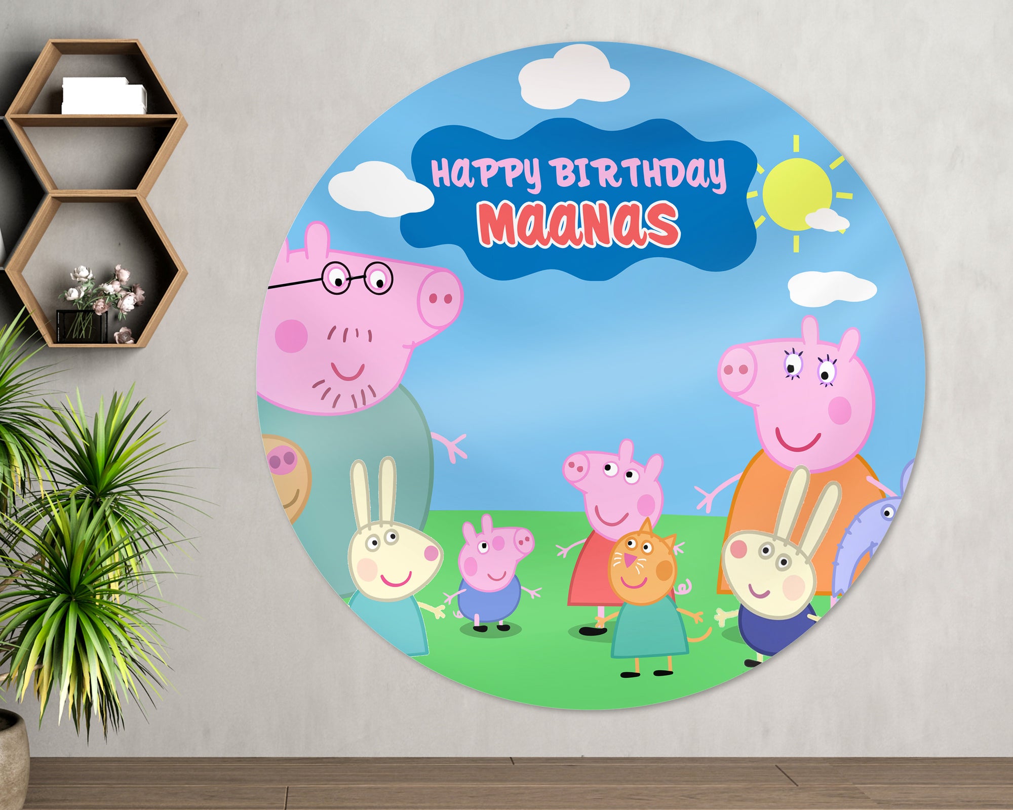 Peppa Pig Boy Personalized Round Backdrop | Party supplies online ...