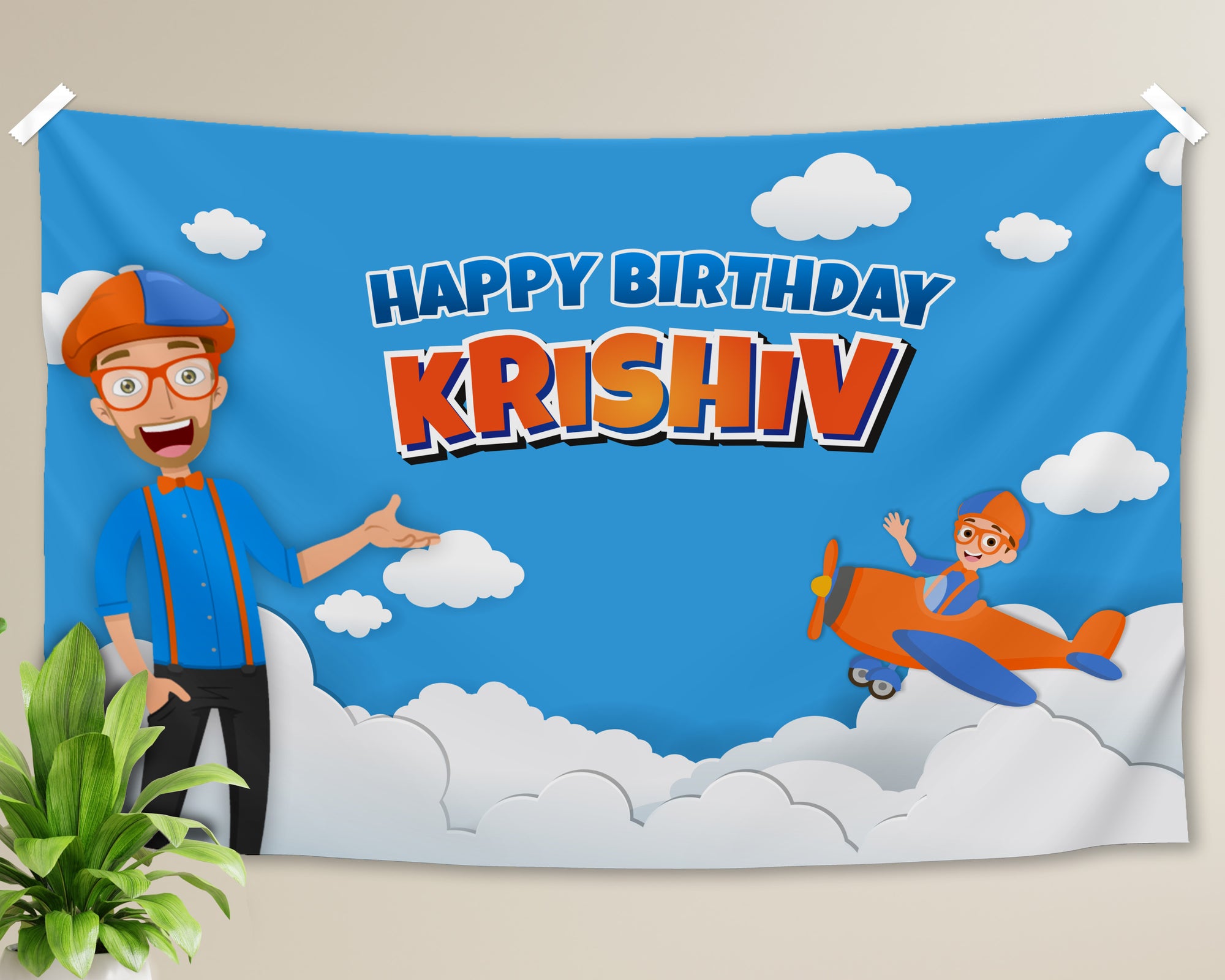 Blippi Theme Backdrop | Personalized Birthday Party Decorations – Party ...