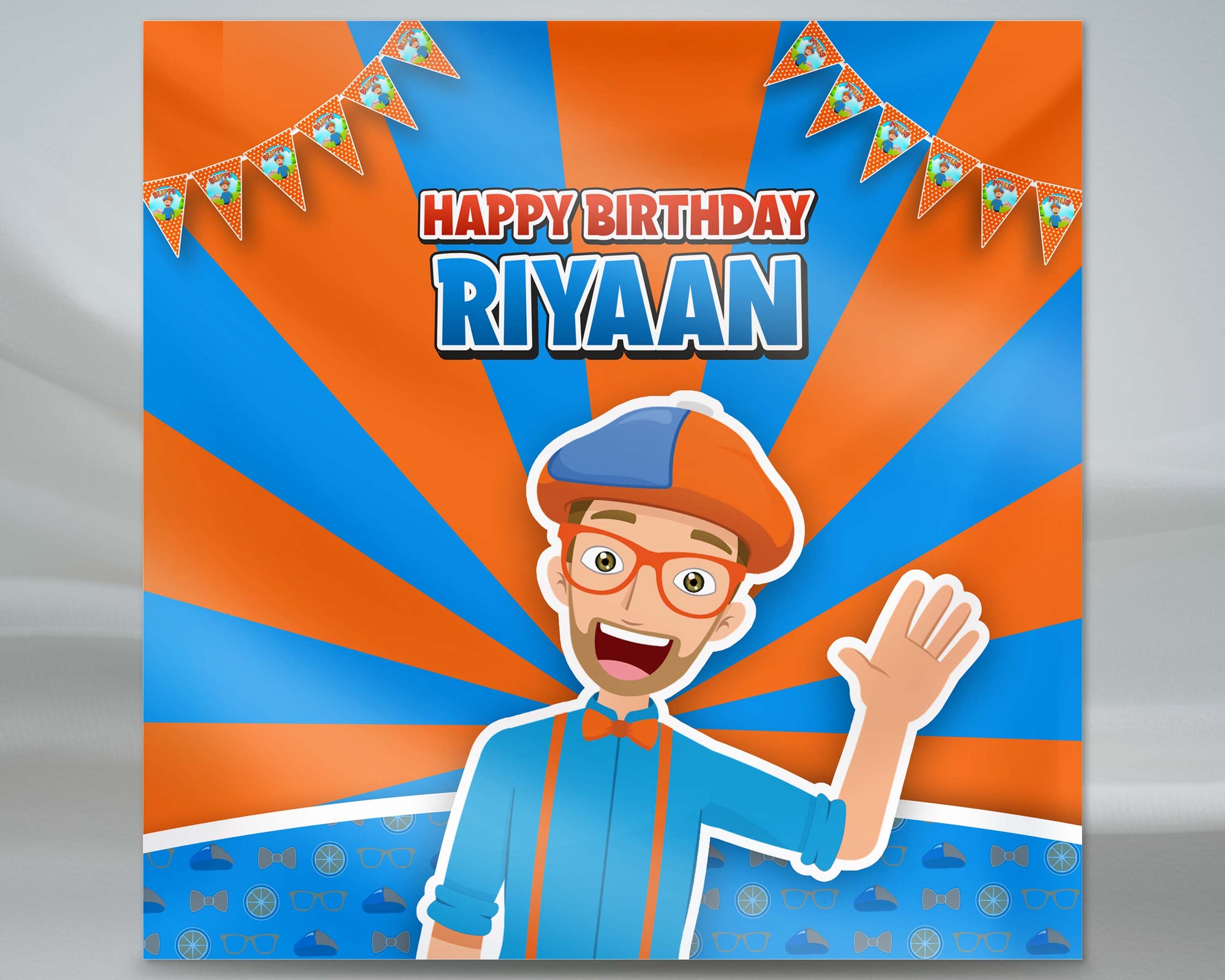 Blippi Theme Personalized Square Backdrop | Birthday Planning Idea ...