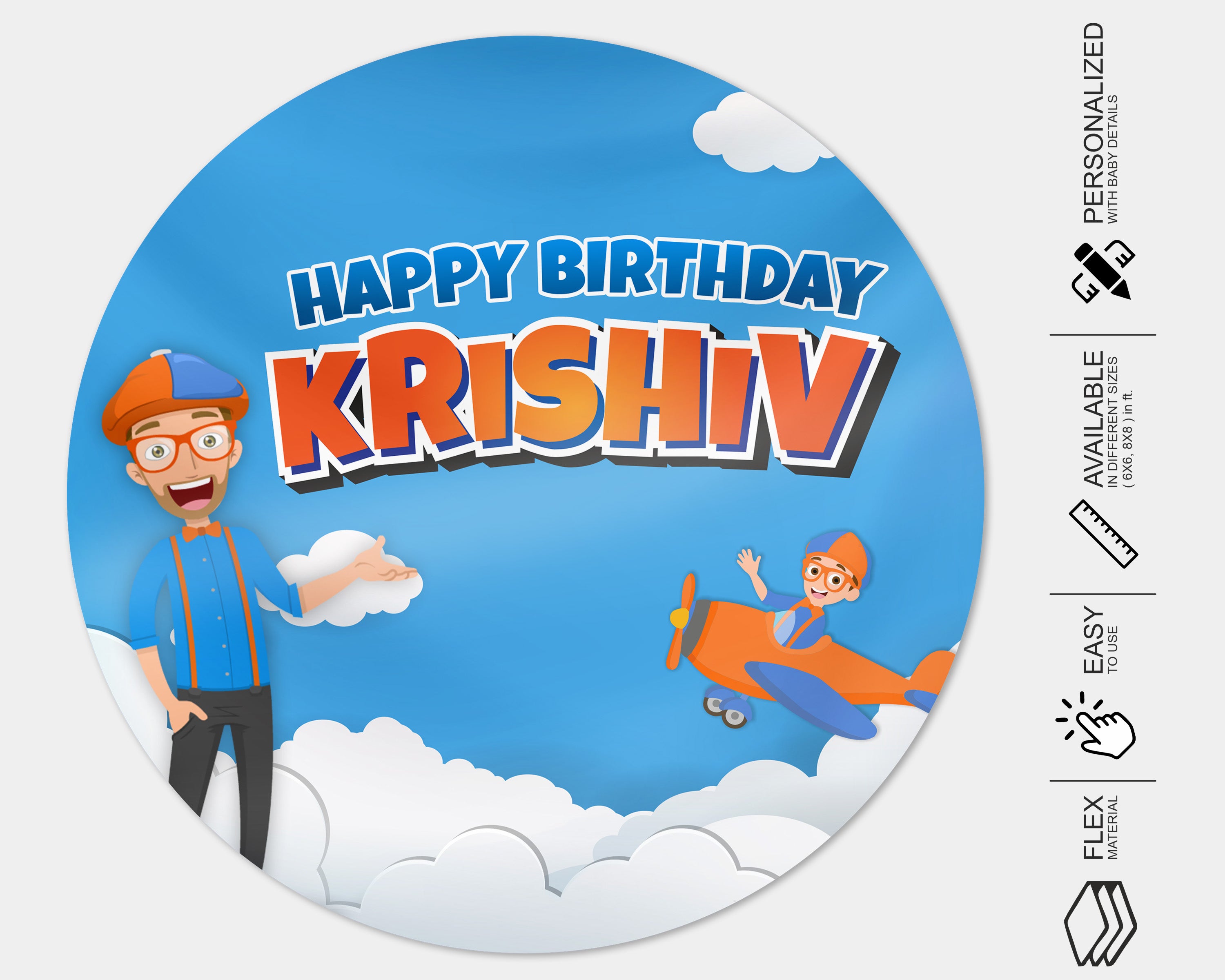 Blippi Theme Backdrop | Personalized Birthday Party Decorations – Party ...