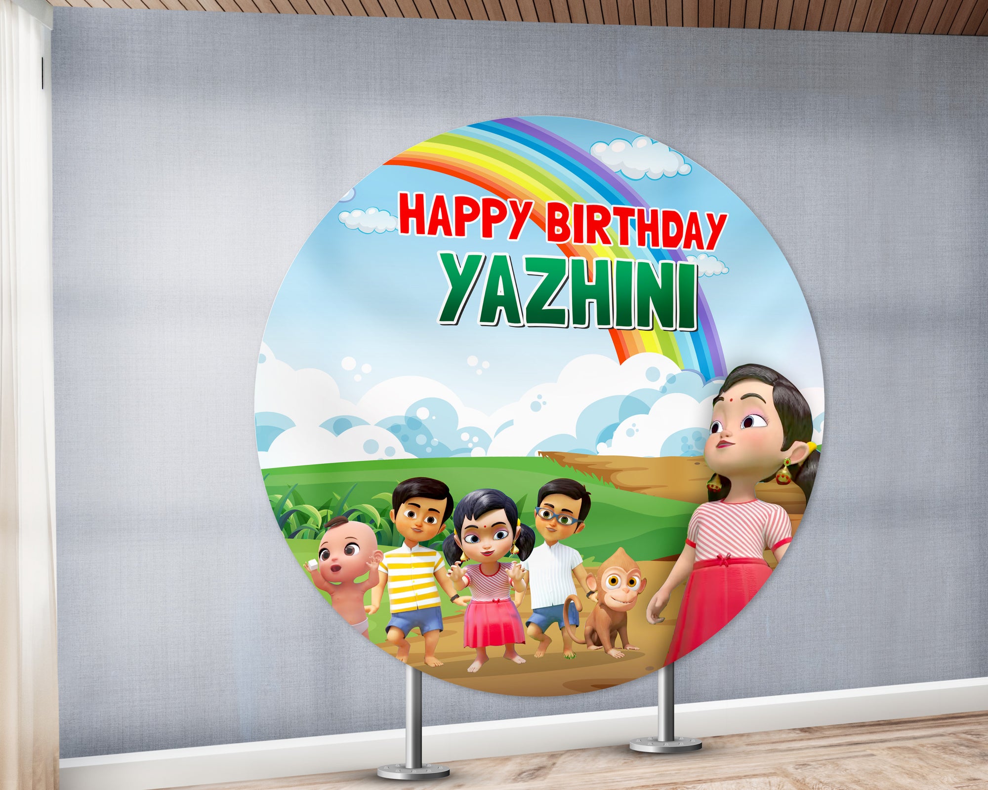 Chutti Kannamma Theme Round Backdrop | Home Birthday Party Themes ...
