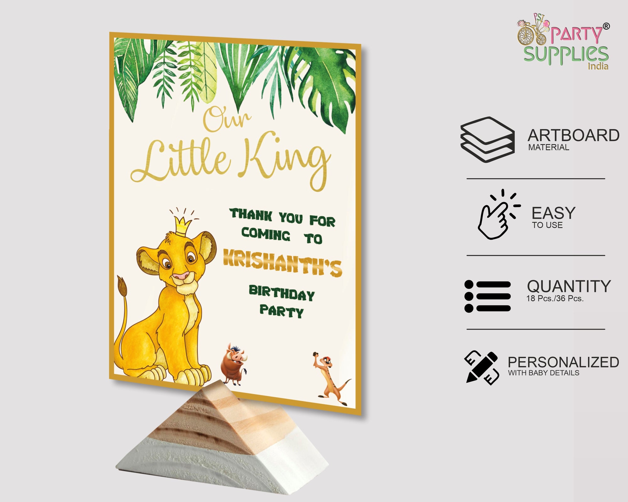 Lion King Theme Thank You Card | Birthday Party Supplies India