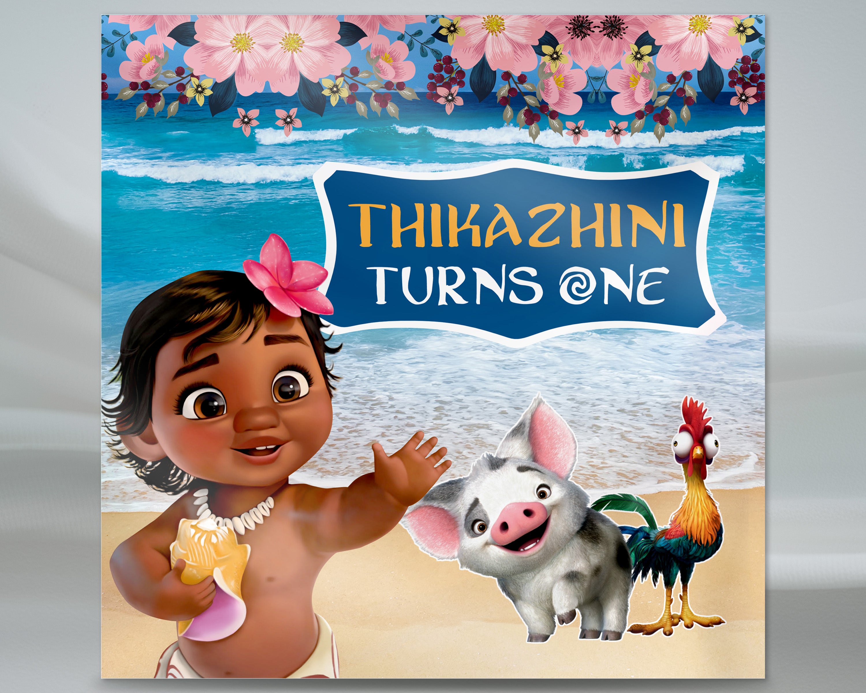 Moana Theme Personalized Square Backdrop | Party supplies online ...