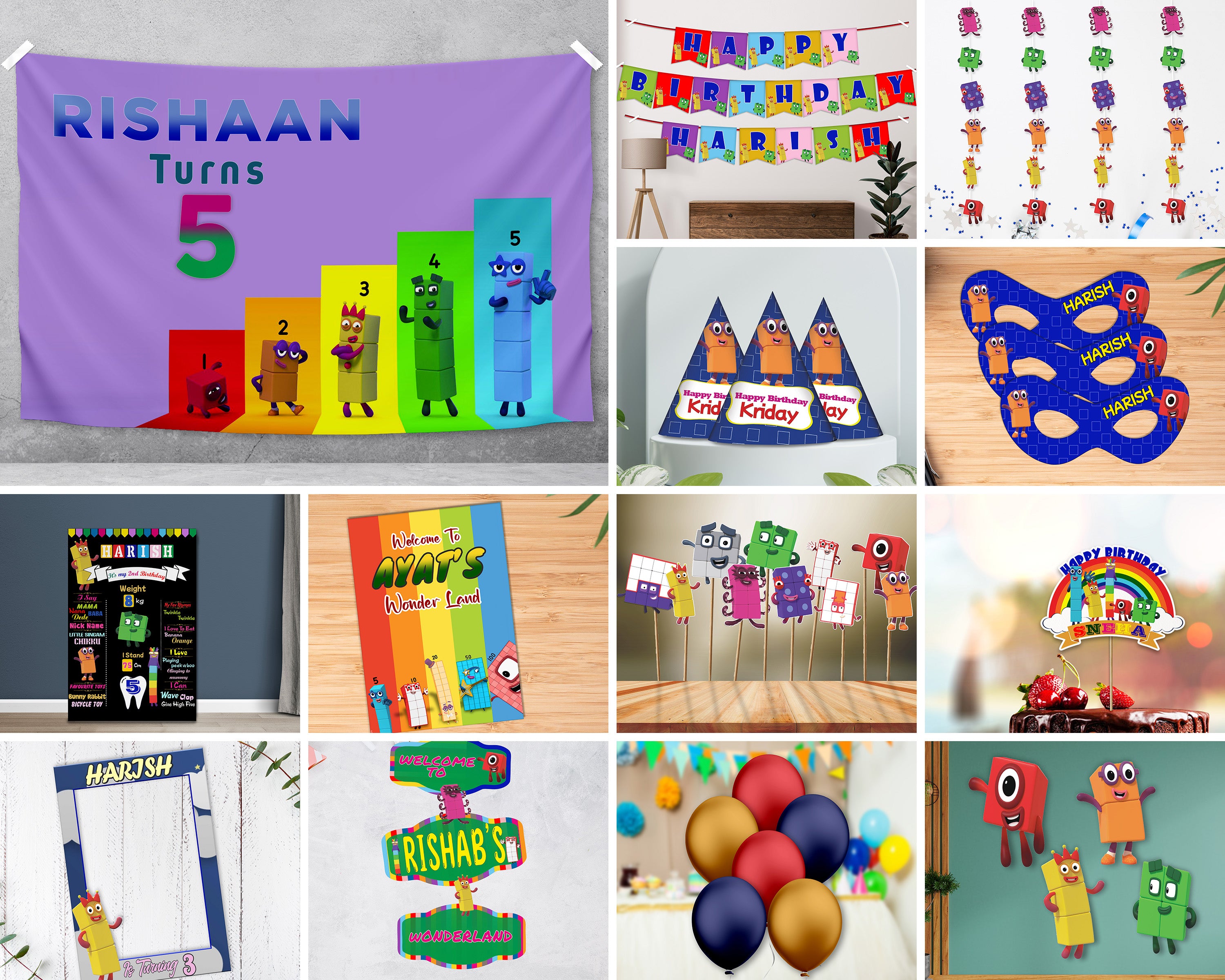 Number Blocks Theme Classic Combo Kit | Kids birthday party – Party ...