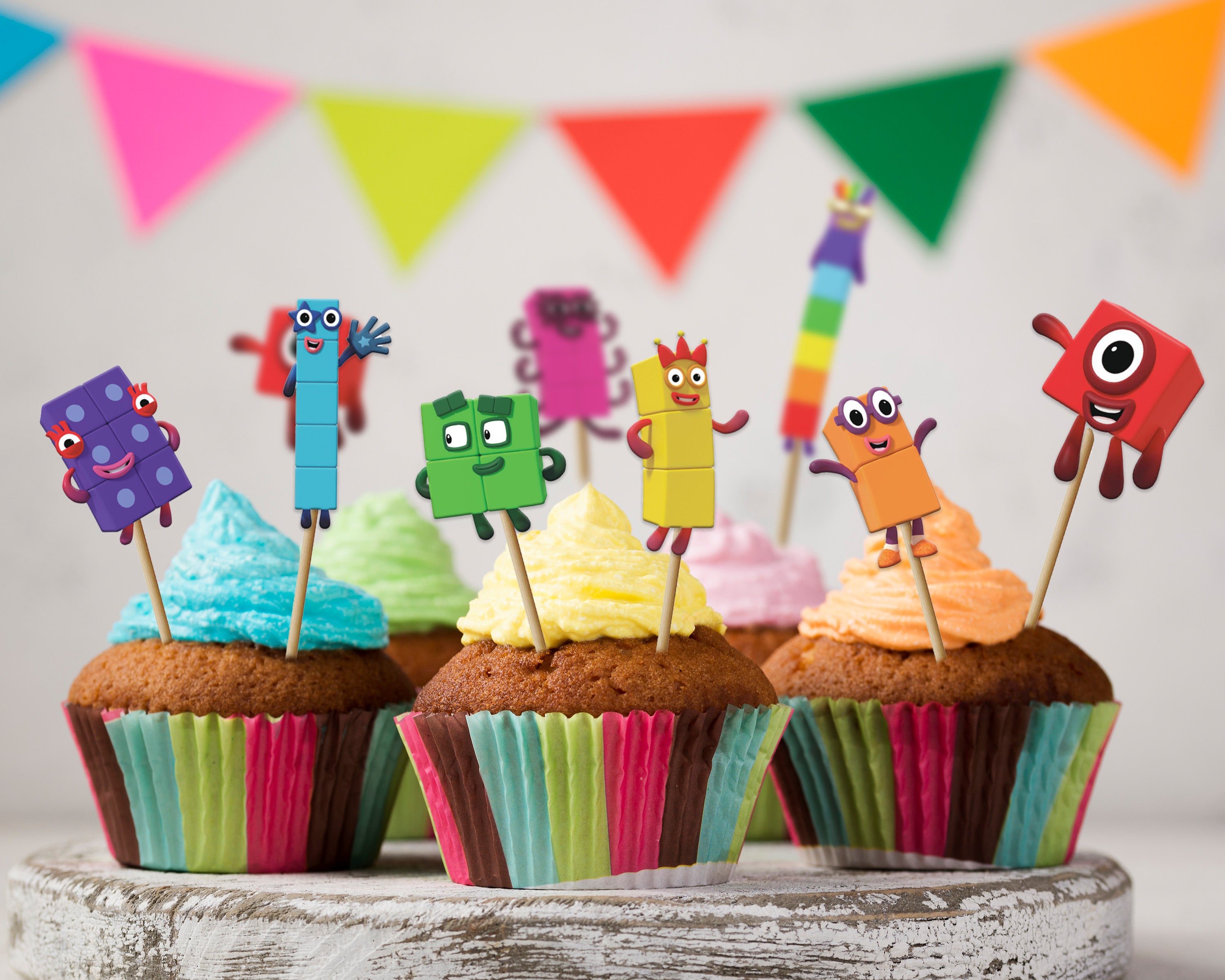 Number Blocks Theme Cup Cake Topper | Party supplies online – Party ...