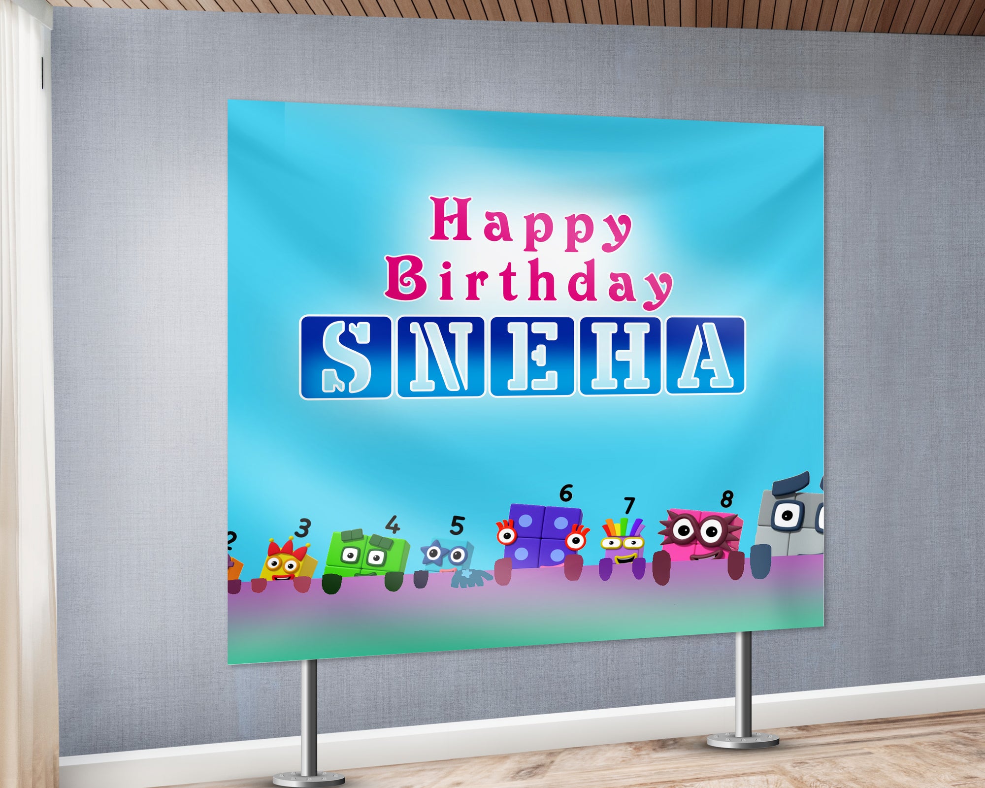 Number Blocks Theme Customized Square Backdrop | Birthday party – Party ...
