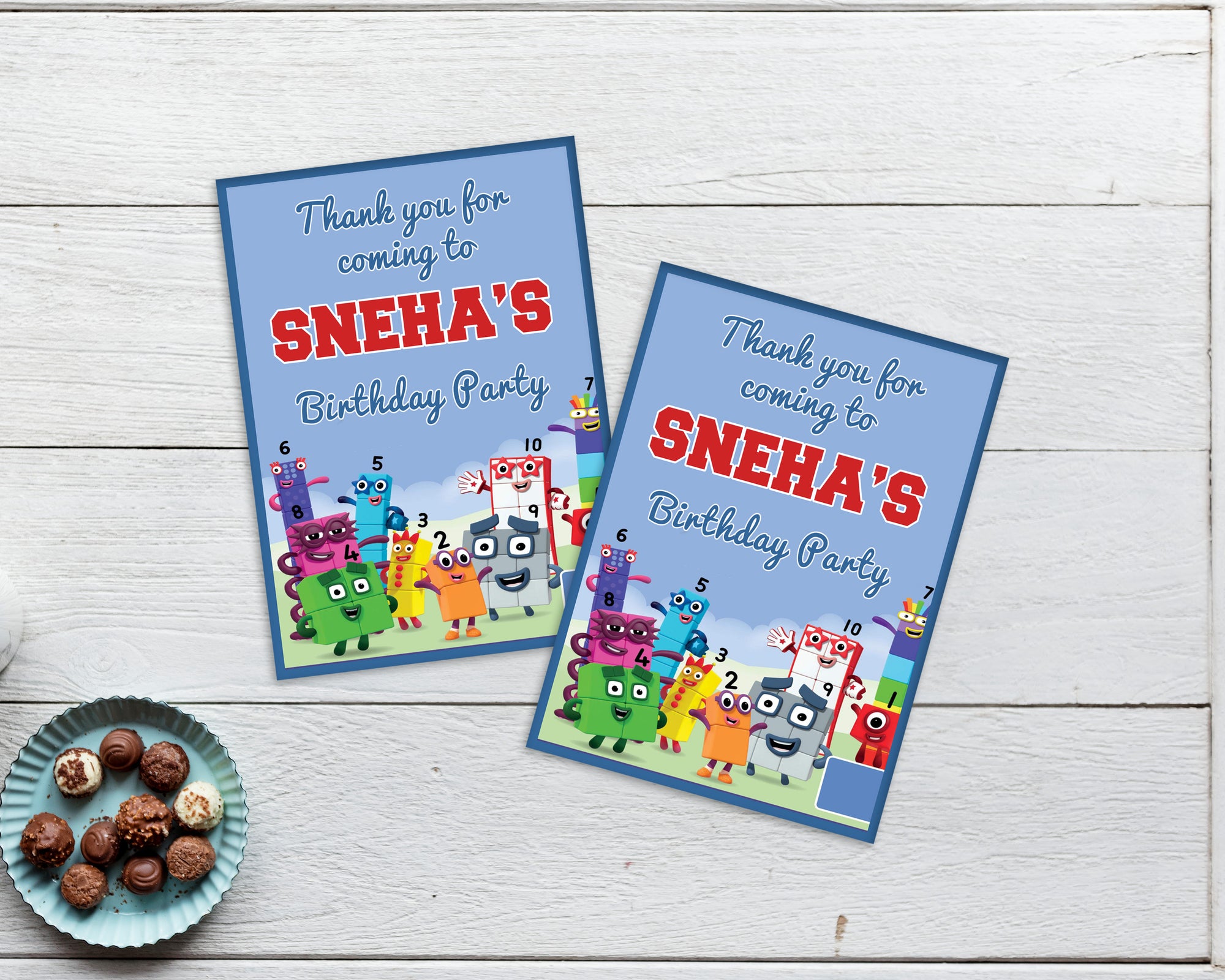 PSI Number Blocks Theme Thank You Card | Birthday Party Supplies India