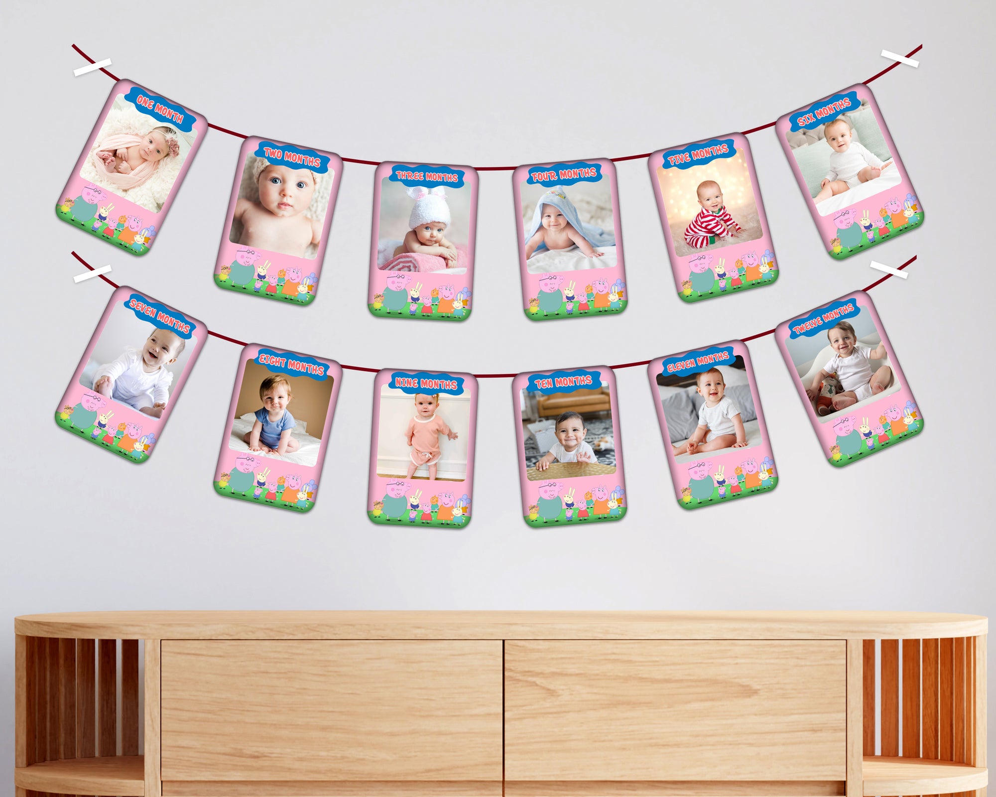 Peppa Pig Boy Theme 12 Months Photo Banner | Birthday Party – Party ...