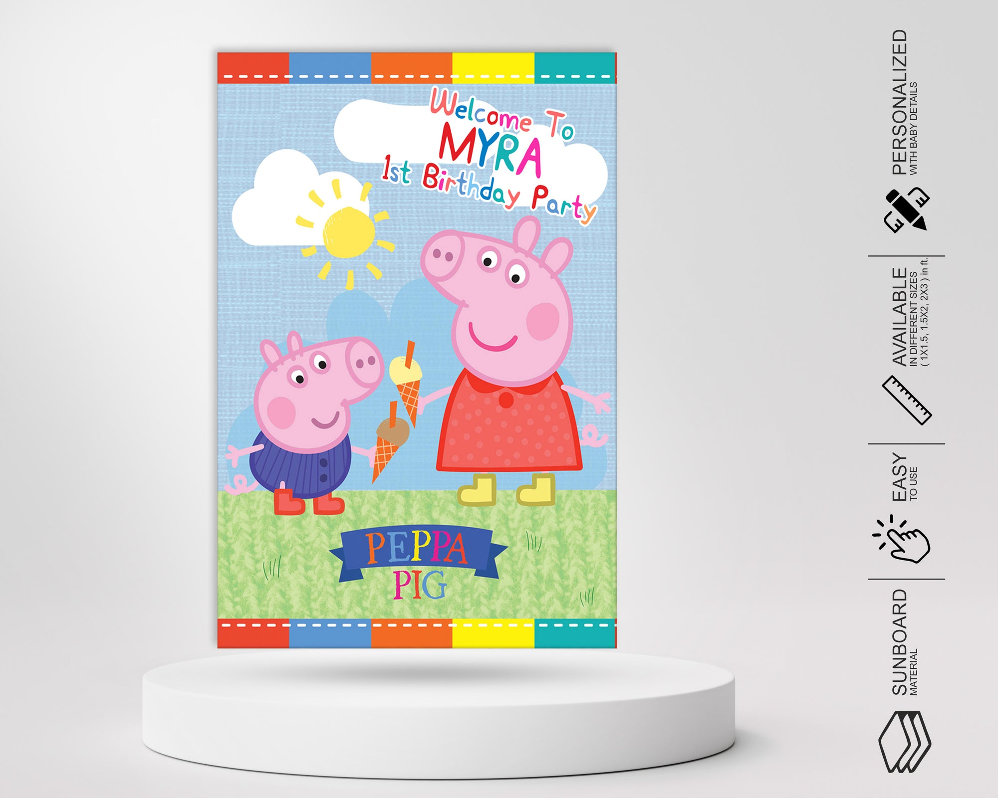 Peppa Pig Theme Boy Customized Welcome Board | Birthday Party Supplies ...