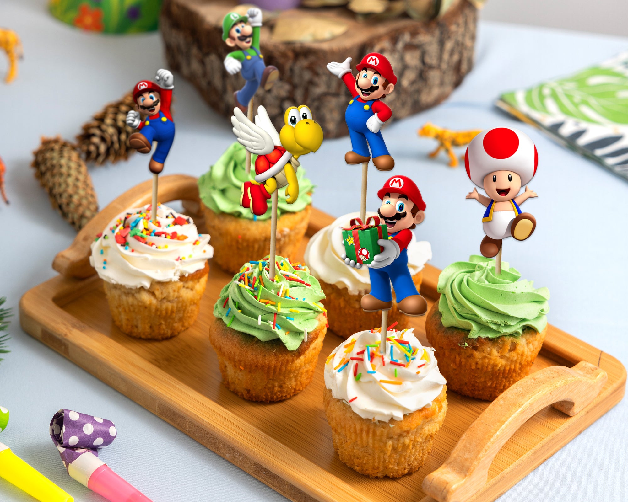 Super Mario Theme Characters Cup Cake Topper | Party supplies onli ...