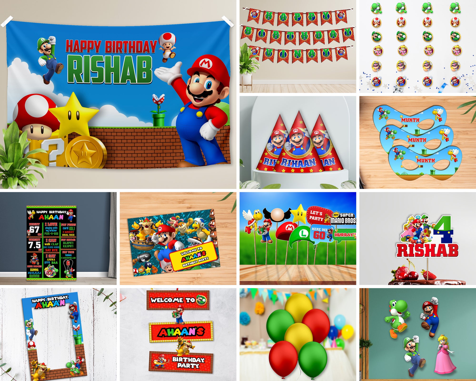 Super Mario Theme Classic Combo Kit | Personalized party supplies ...