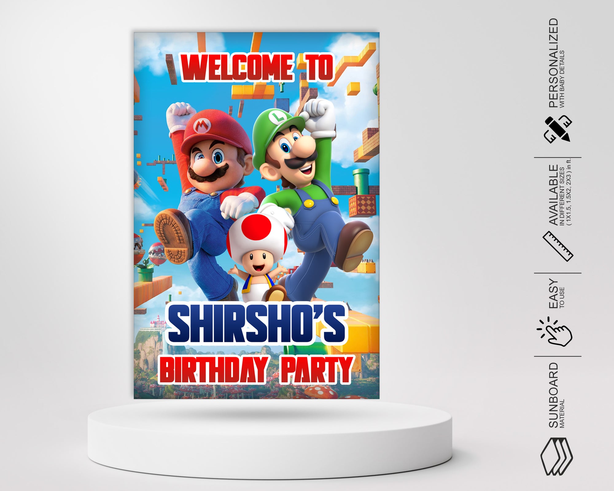 Super Mario Theme Customized Welcome Board | Customized party supp ...
