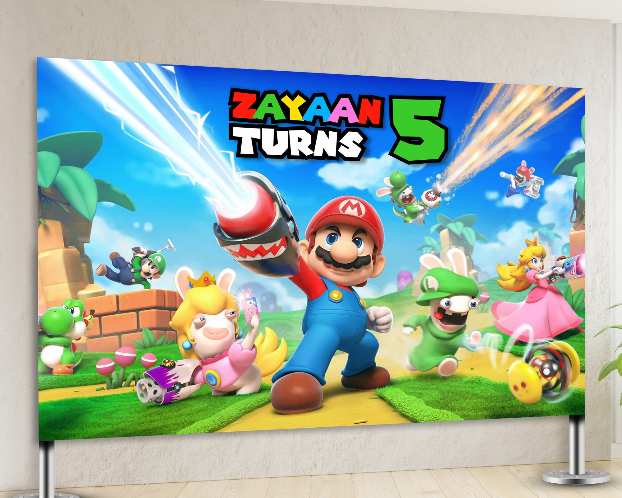 Super Mario Theme Personlaized Backdrop | Customized Birthday Part ...