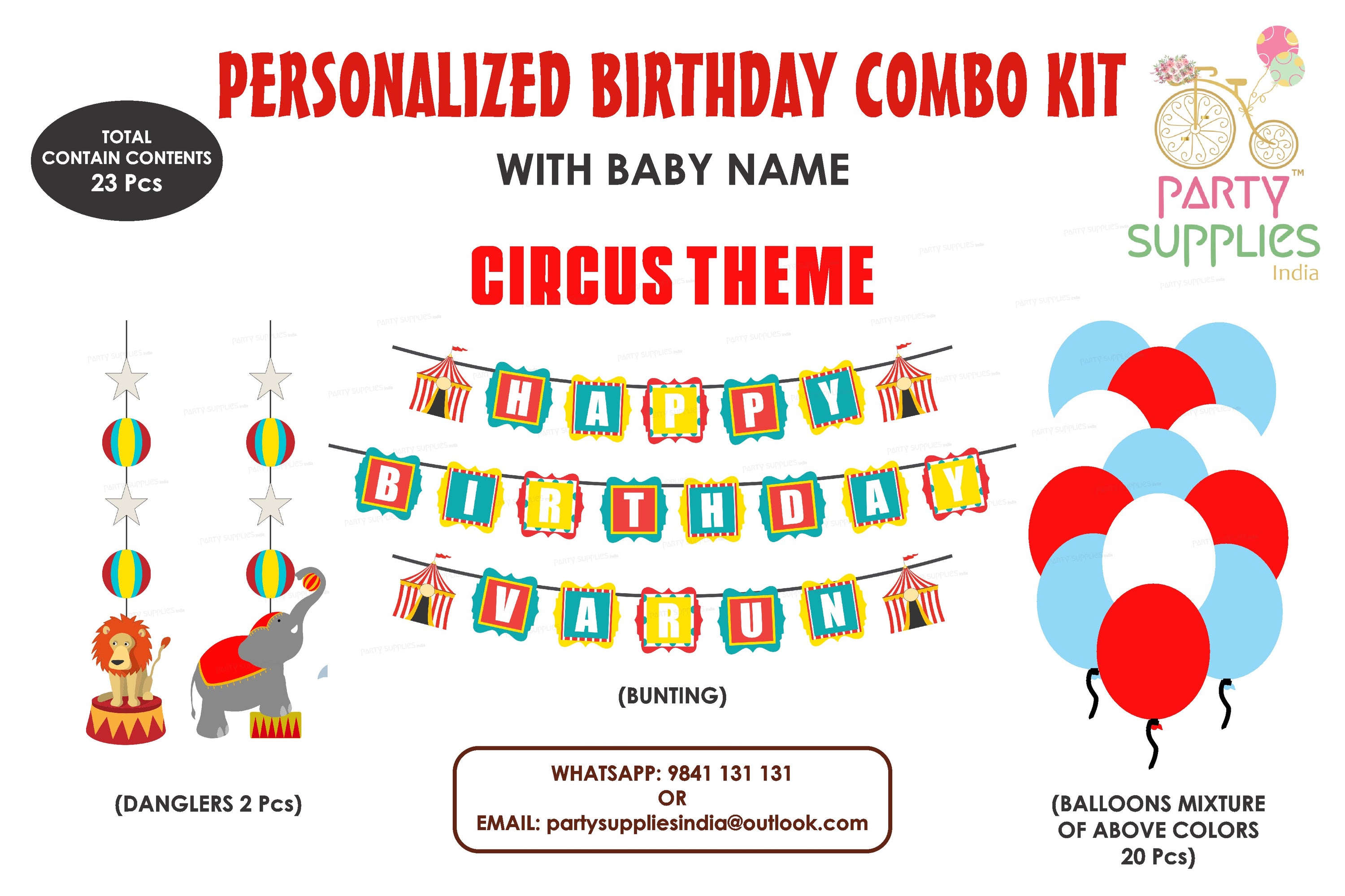 Circus Theme Basic Kit | Customized Birthday Party Supplies India