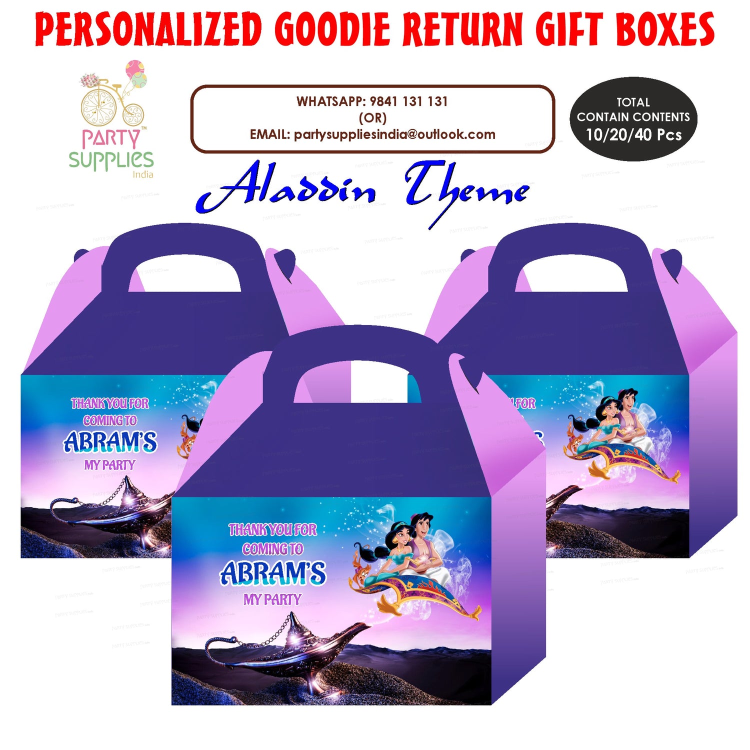 PSI Aladdin Theme Goodie Return Gift Boxes | Party Supplies India