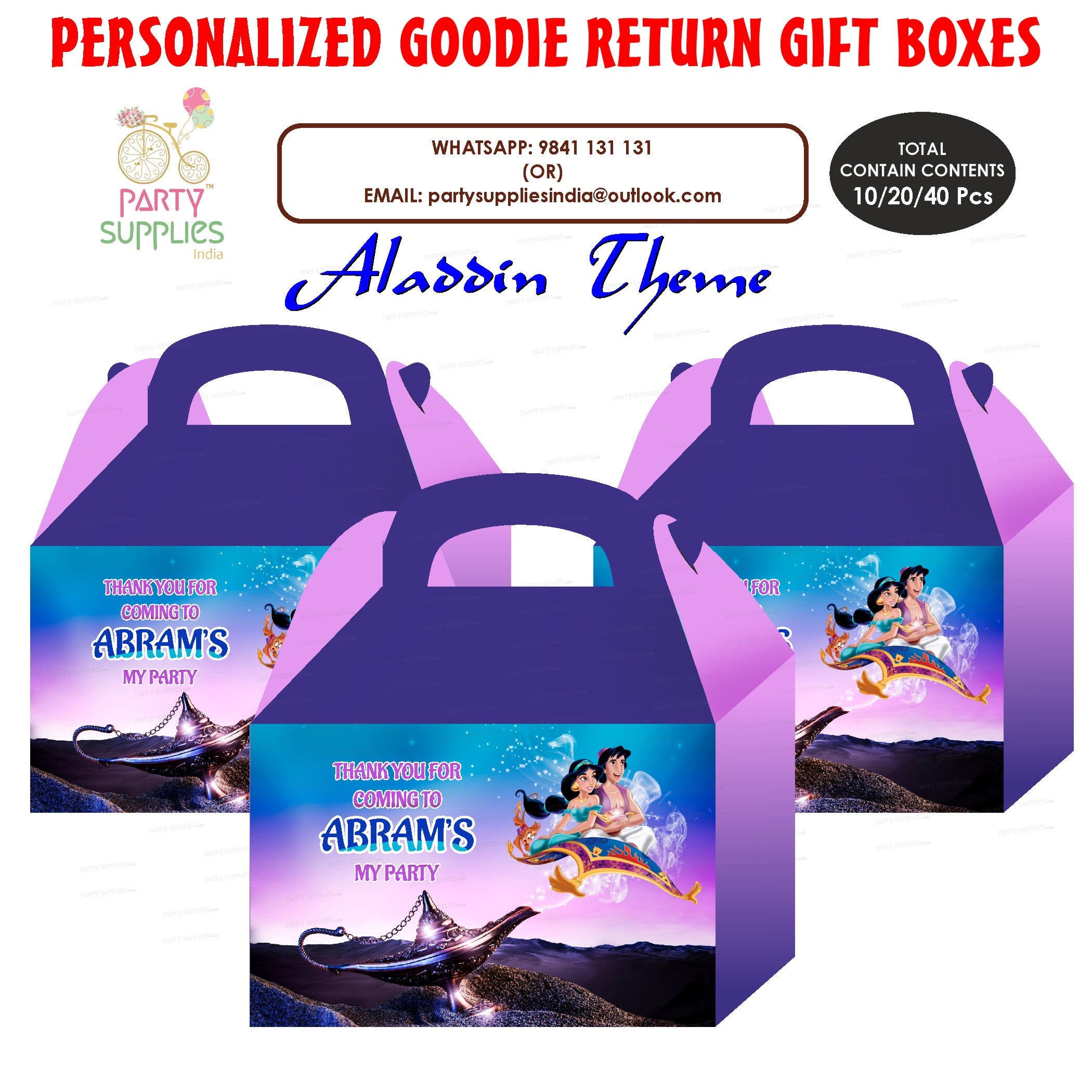PSI Aladdin Theme Goodie Return Gift Boxes | Party Supplies India