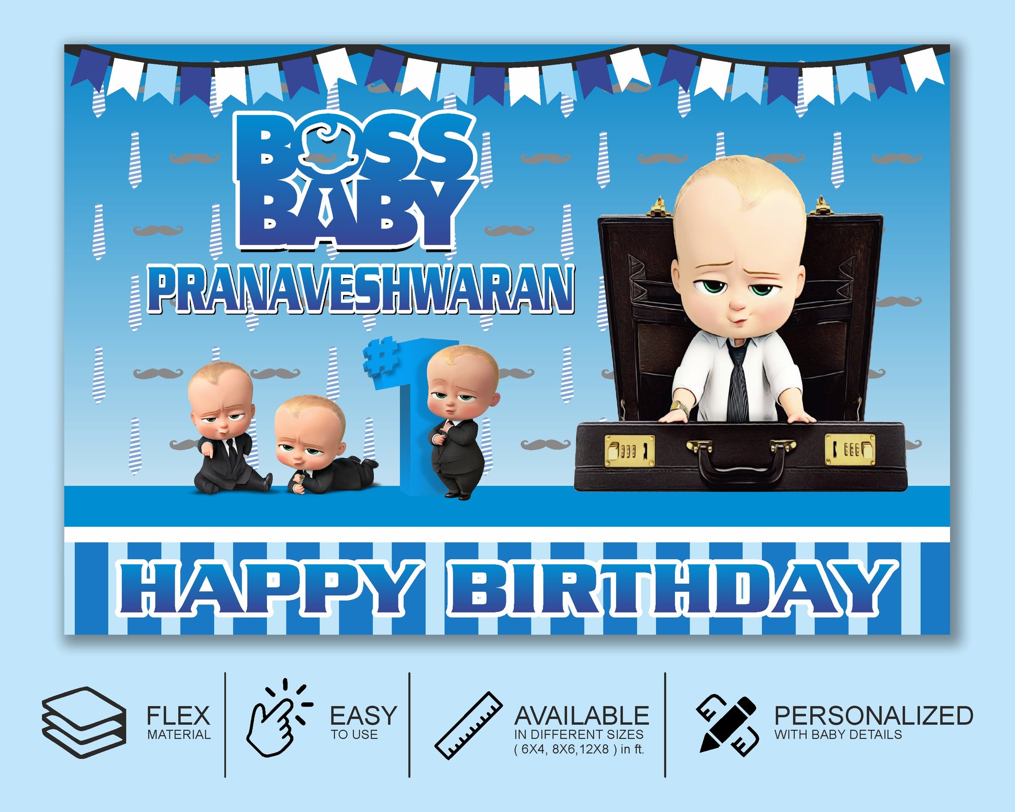 Boss Baby Theme Backdrop | Personalized Birthday Party Supplies – Party ...
