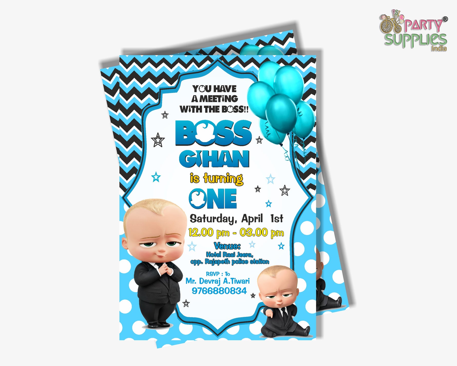 Boss Baby Theme Customized Invite | Birthday Party Store – Party ...