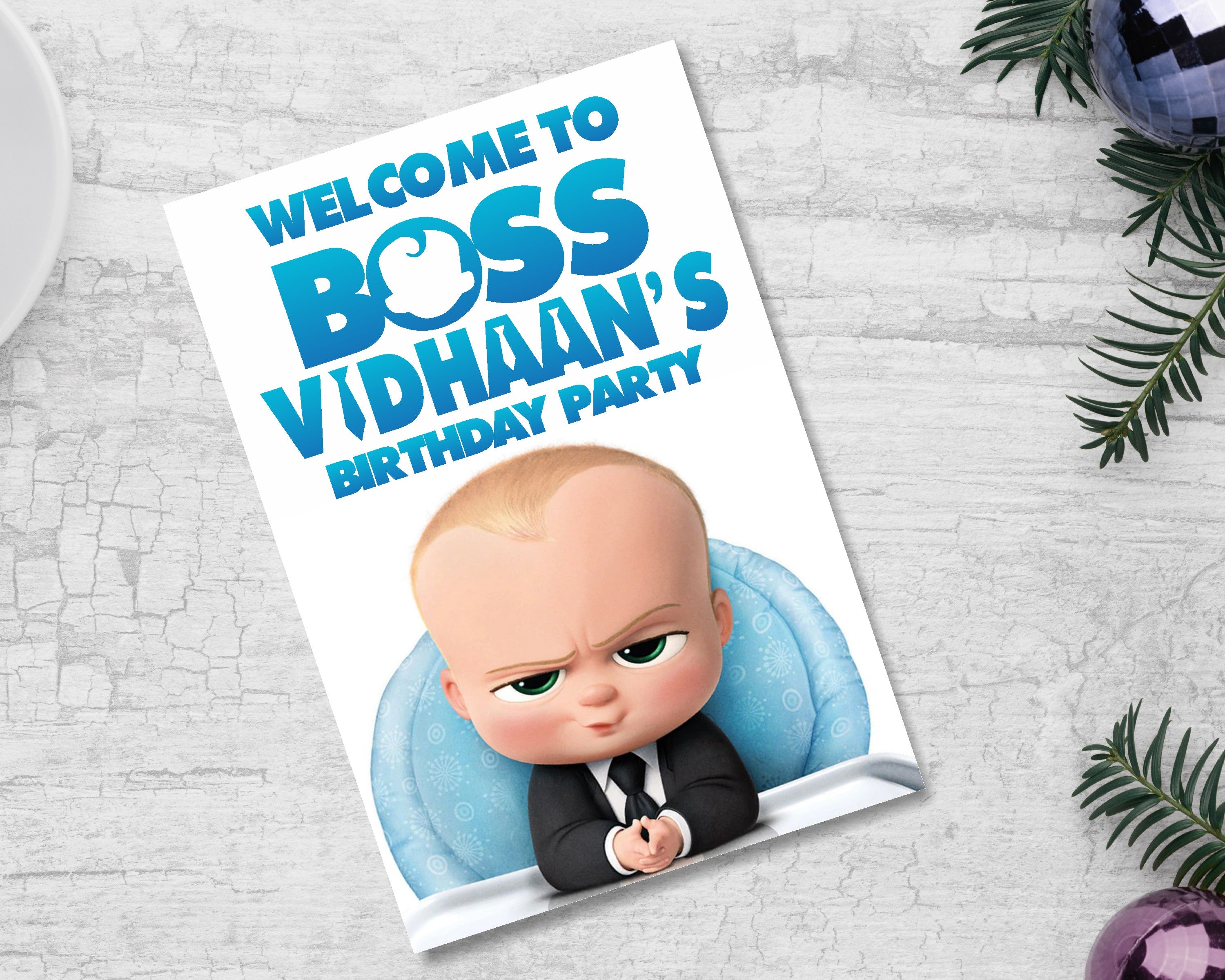 Boss Baby Theme Personalized Welcome Board | Party Supplies India