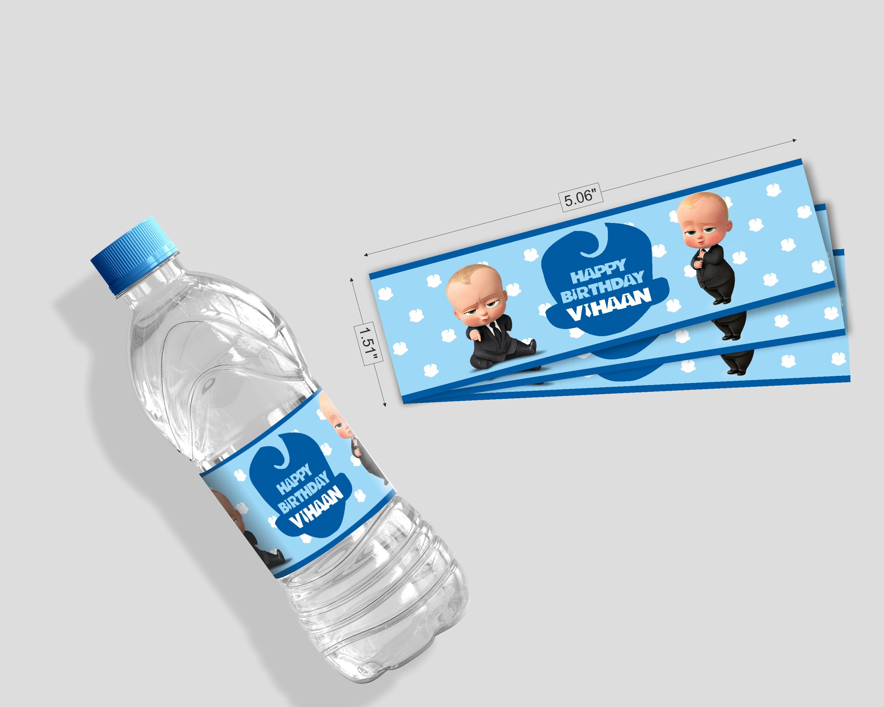 Boss baby Theme Water Bottle Sticker | Party Supplies India