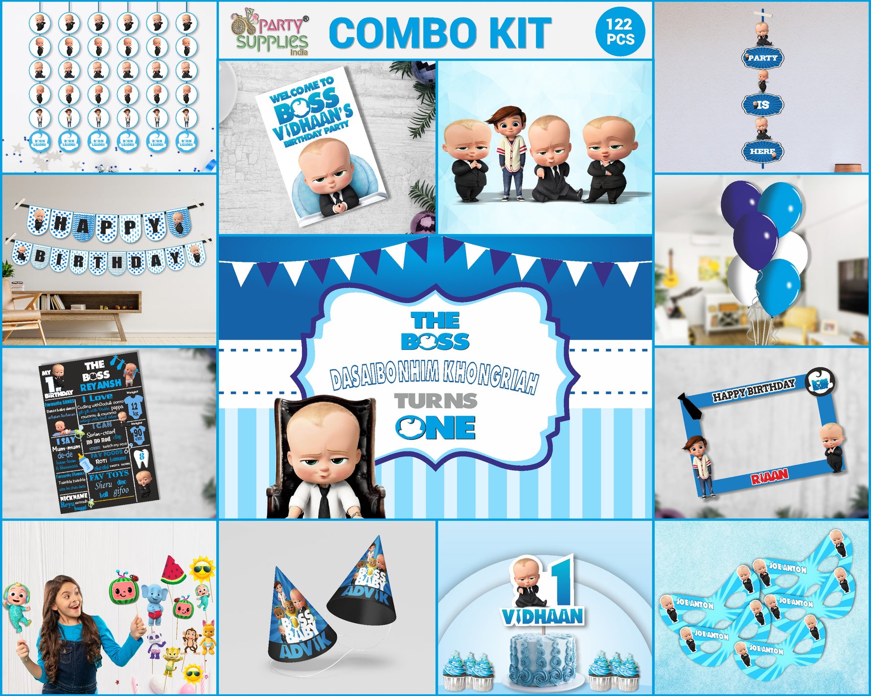 Boss Baby Personalized Theme Combo Kits for Birthdays | Party Supplies ...