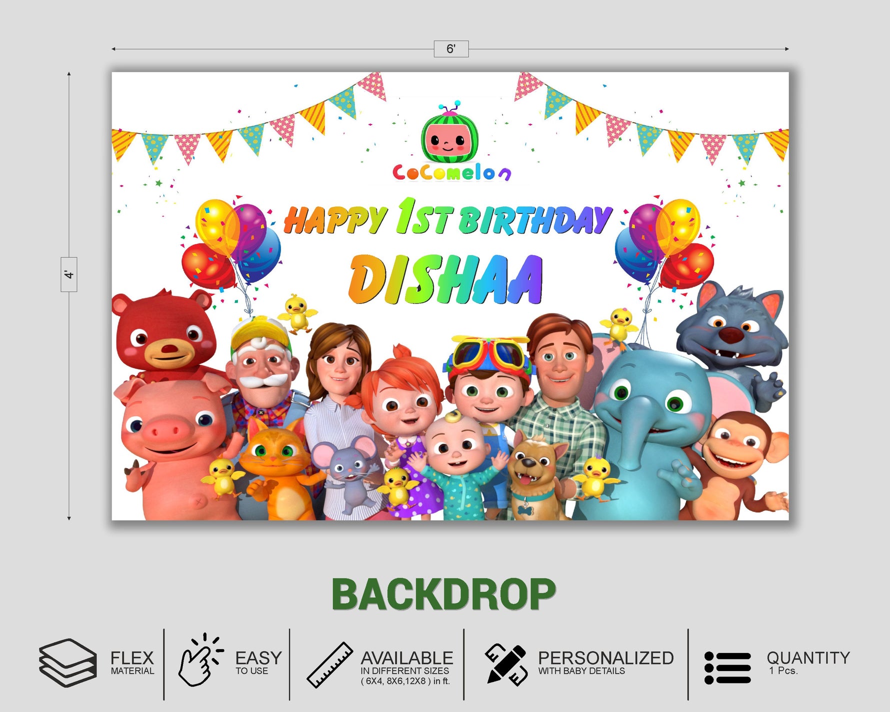 Coco Melon Personalized Girl Theme Combo Kits for Birthdays | Online ...