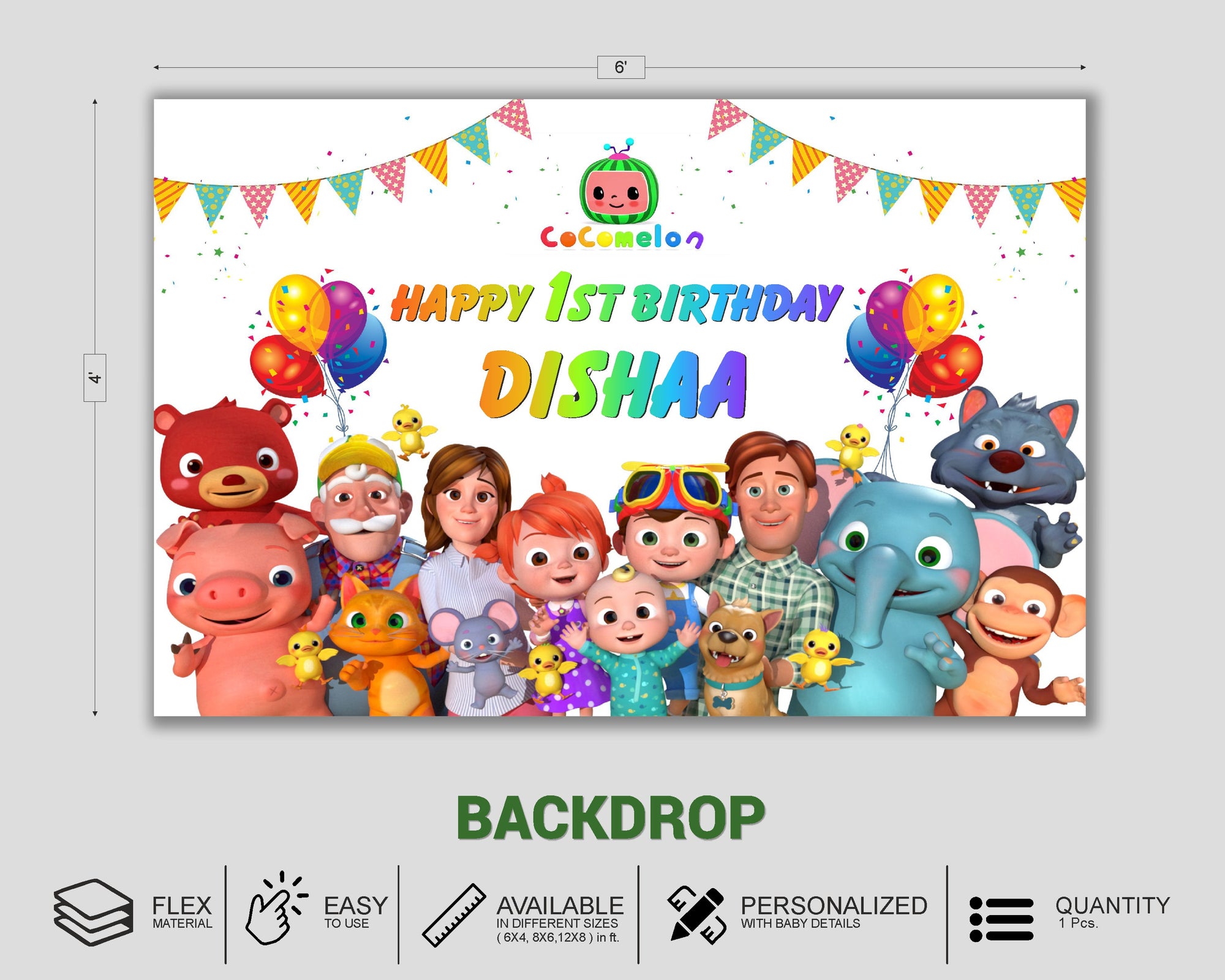 Coco Melon Personalized Girl Theme Combo Kits for Birthdays | Online ...