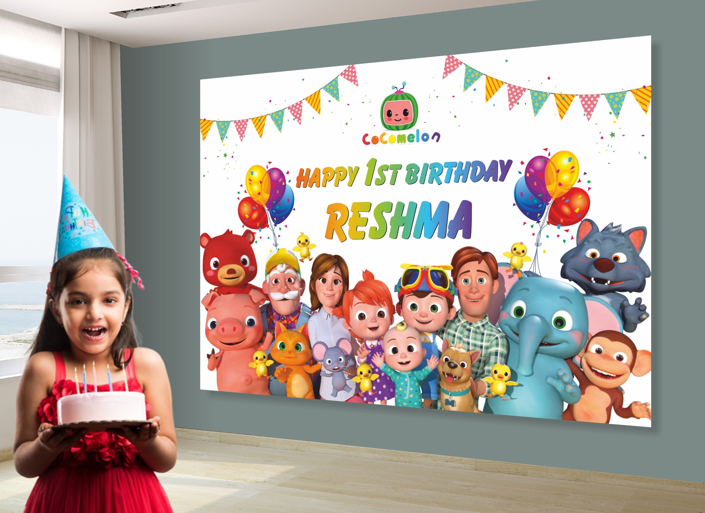 Coco Melon Theme Girl Personalized Backdrop | Birthday Party Supplies ...