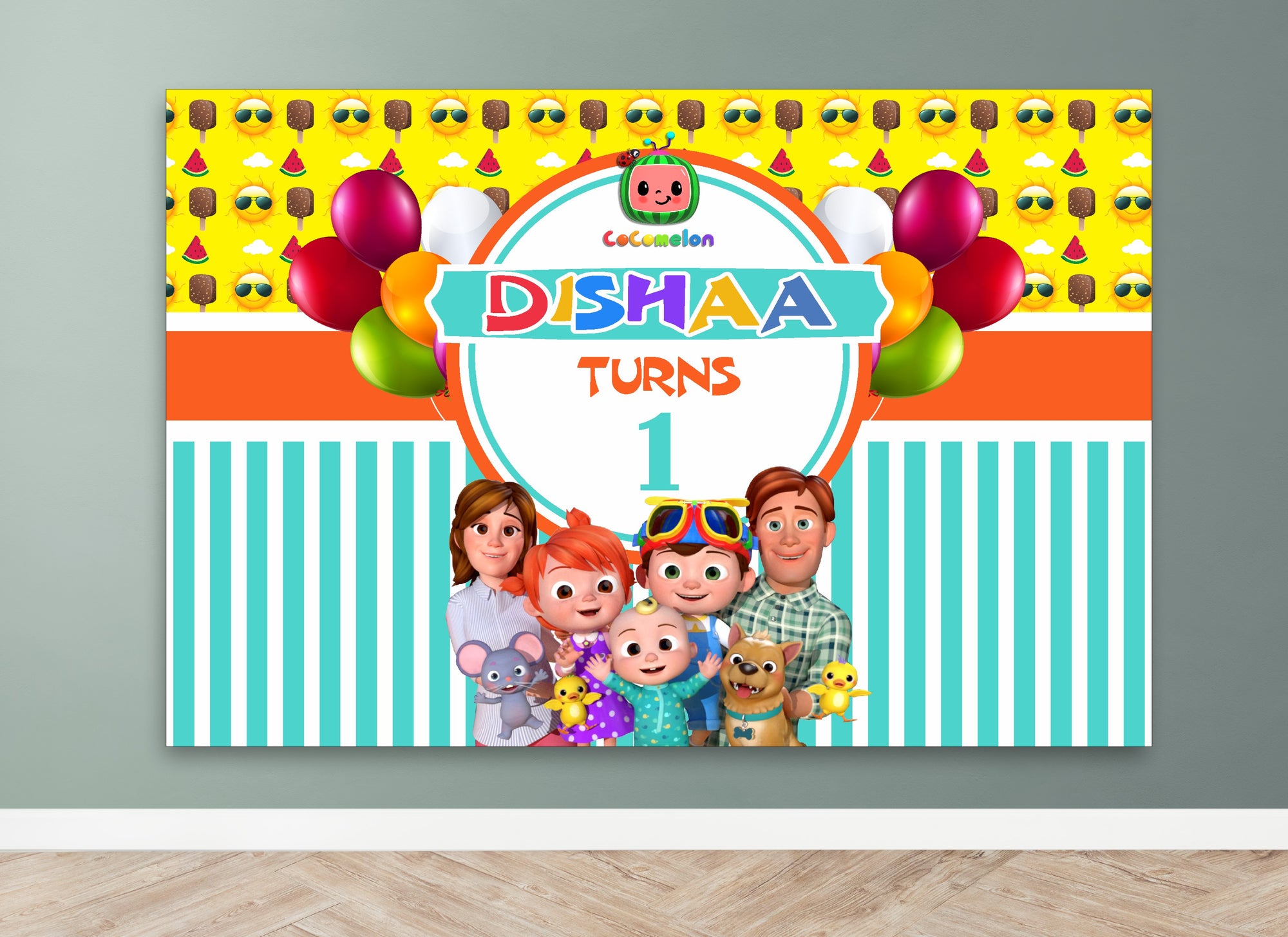 Coco Melon Theme Boy Personalized Backdrop | Birthday Party Decoration ...