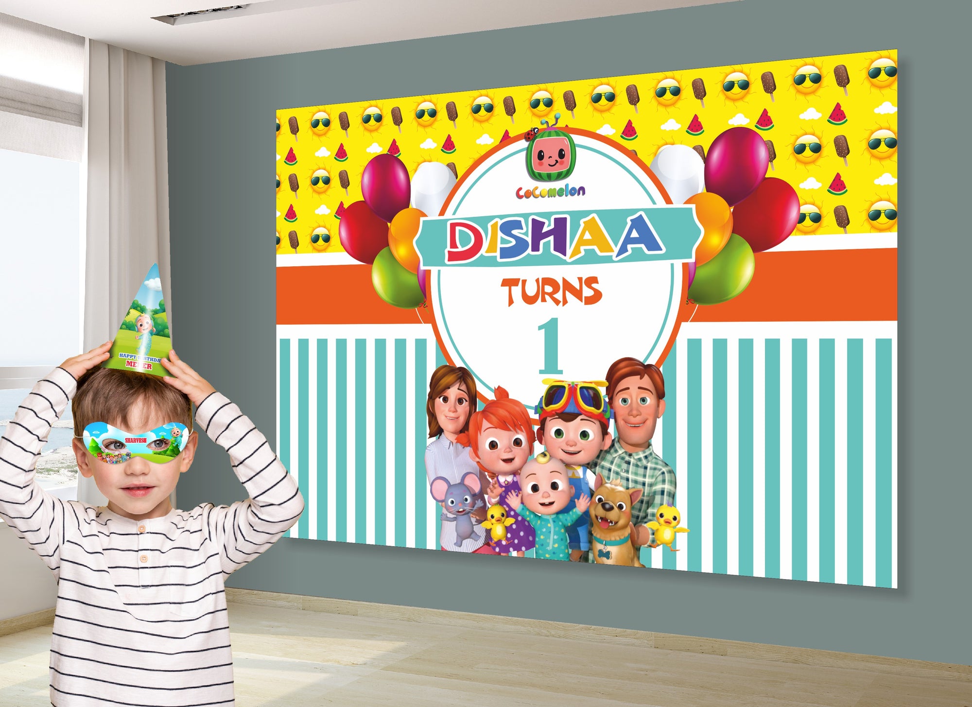 Coco Melon Theme Boy Personalized Backdrop | Birthday Party Decoration ...