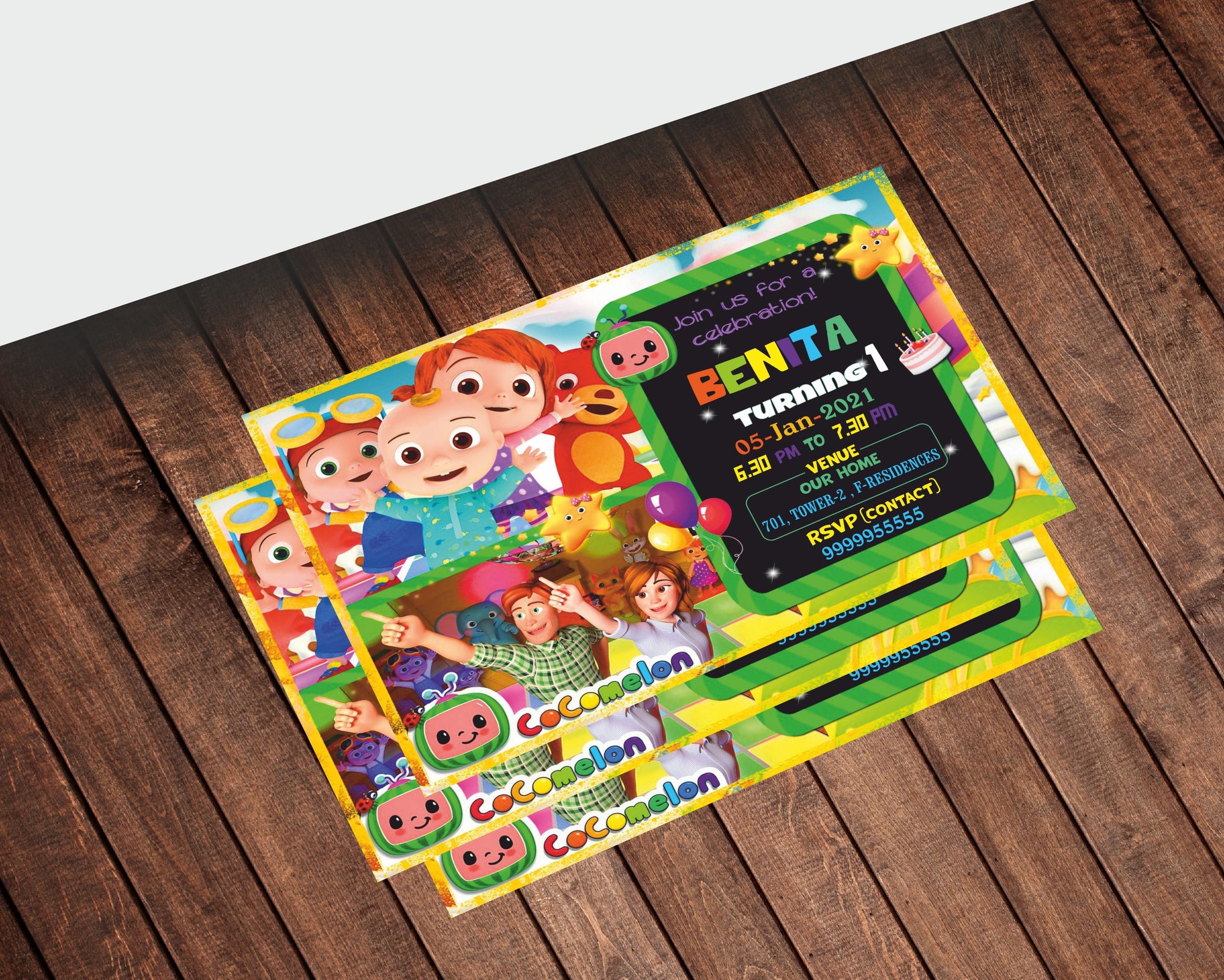 Coco Melon Theme Girl Personalized Invite | Party Supply India Online ...