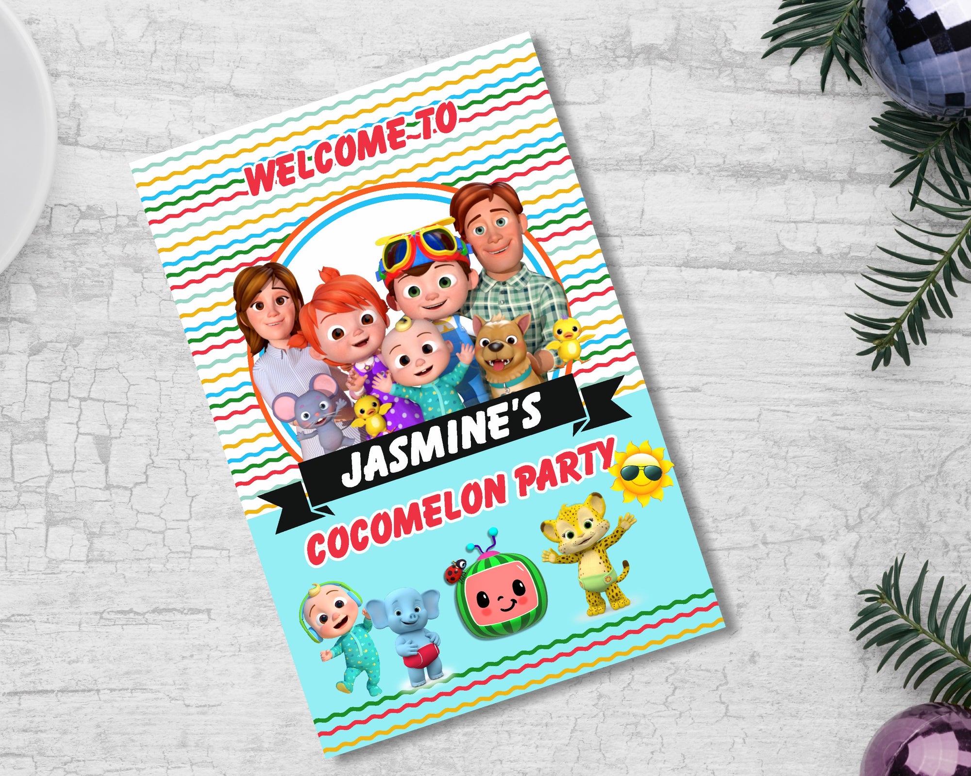 Coco Melon Theme Girl Personalized Welcome Board | Party Supplies ...