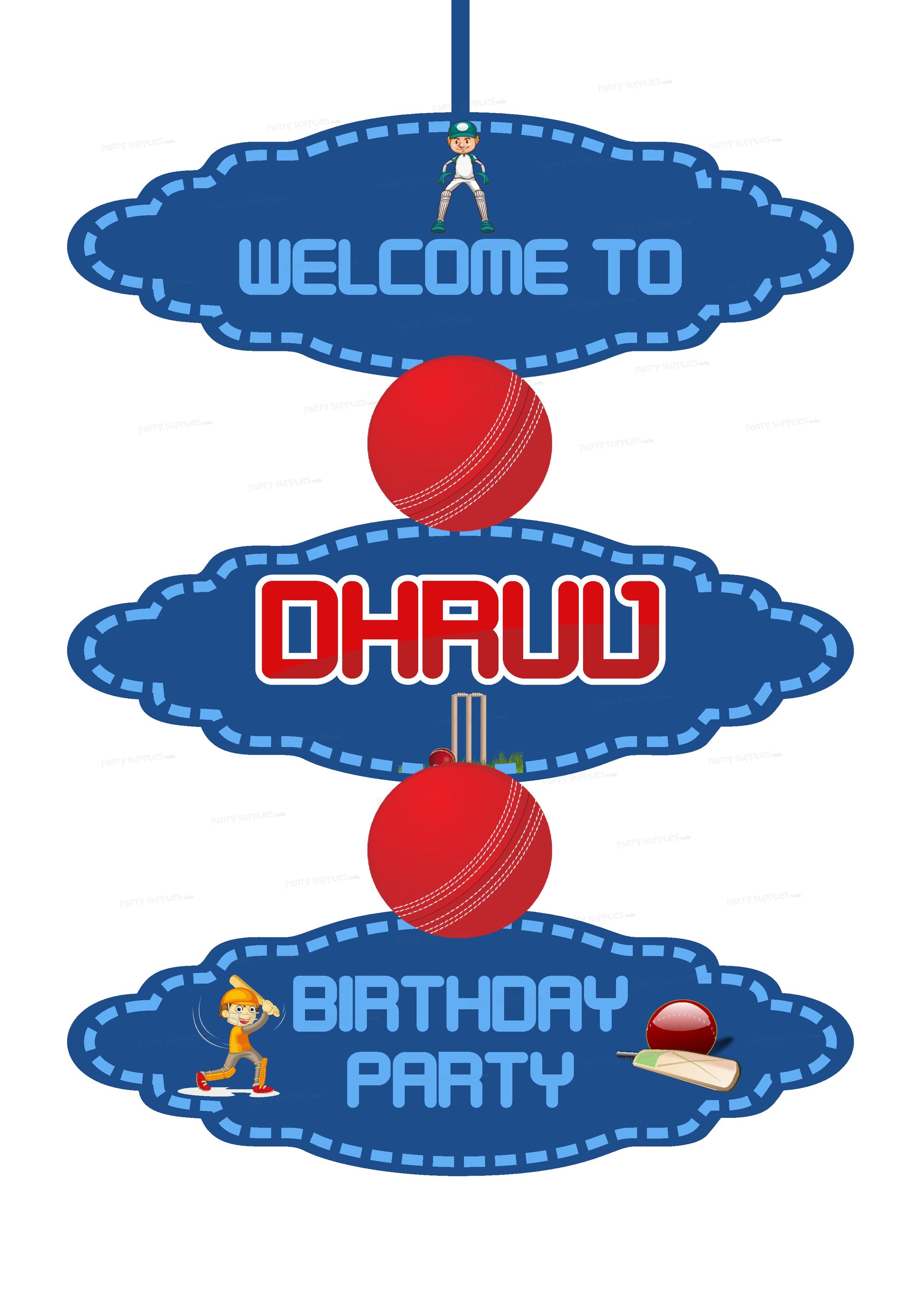 Cricket Theme Door Poster | Customized Birthday Party Decorations ...