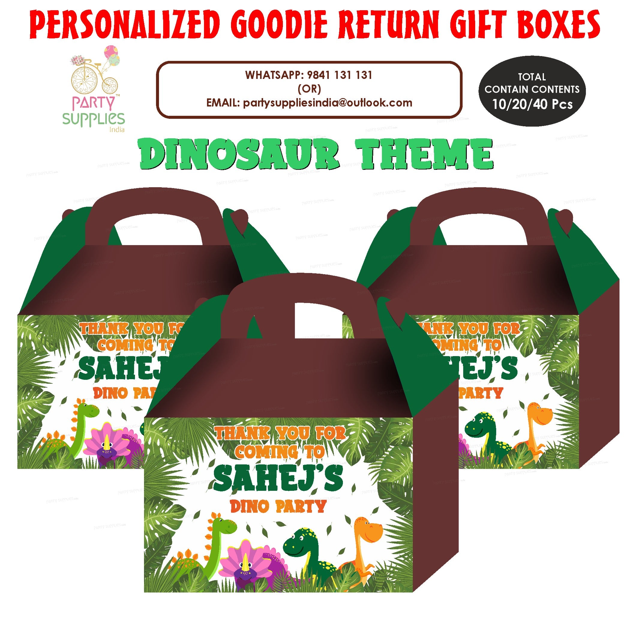 PSI Dinosaur theme Goodie Return Gift Boxes | Birthday Party Dupplies ...