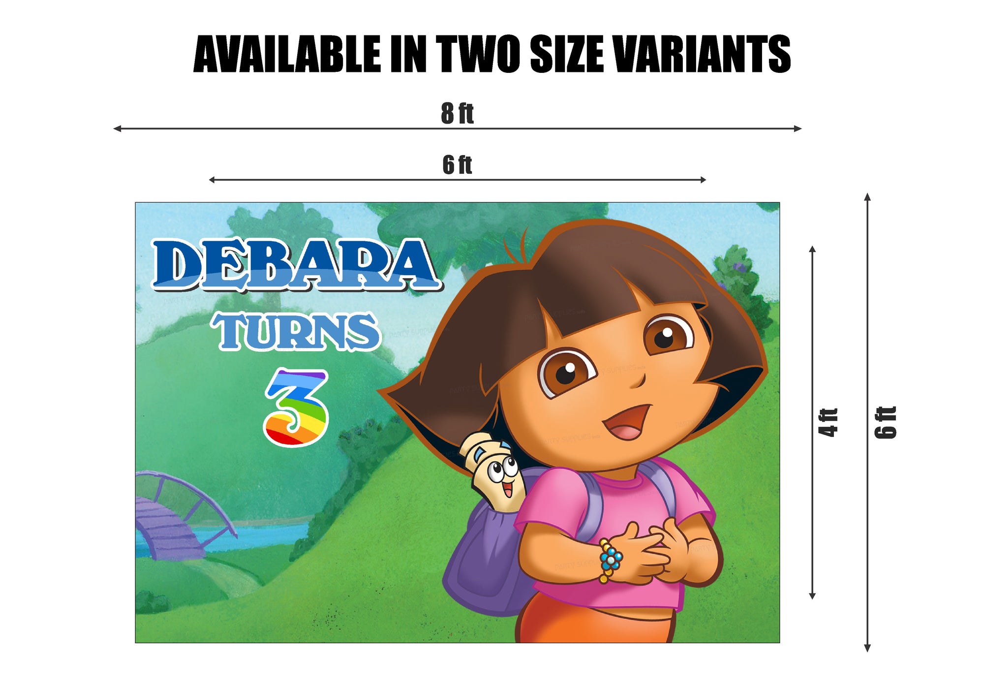 Dora Theme Backdrop | Customized Birthday Party Decorations Online ...